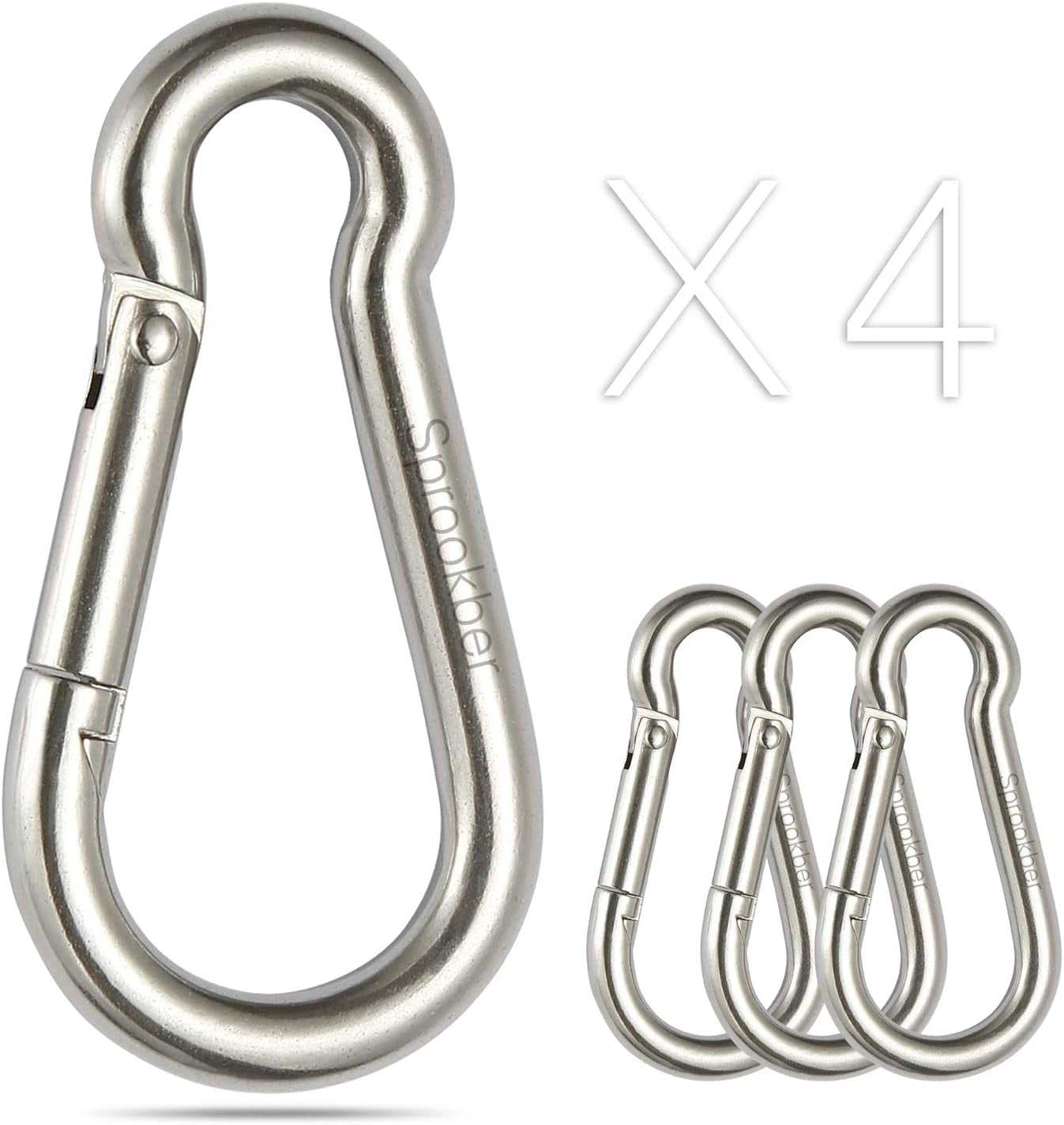 Stainless Steel Carabiner Spring Snap Hook - 304 Stainless Steel Heavy ...