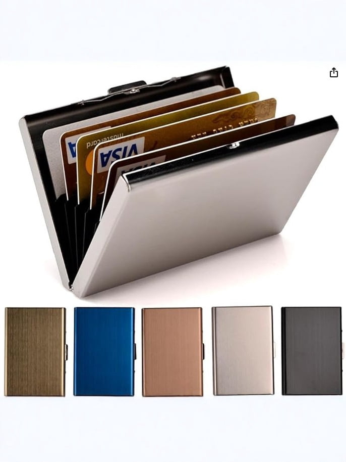 Stainless Steel Card Holder Metal ID Card Case Unisex Black Lightweight ...