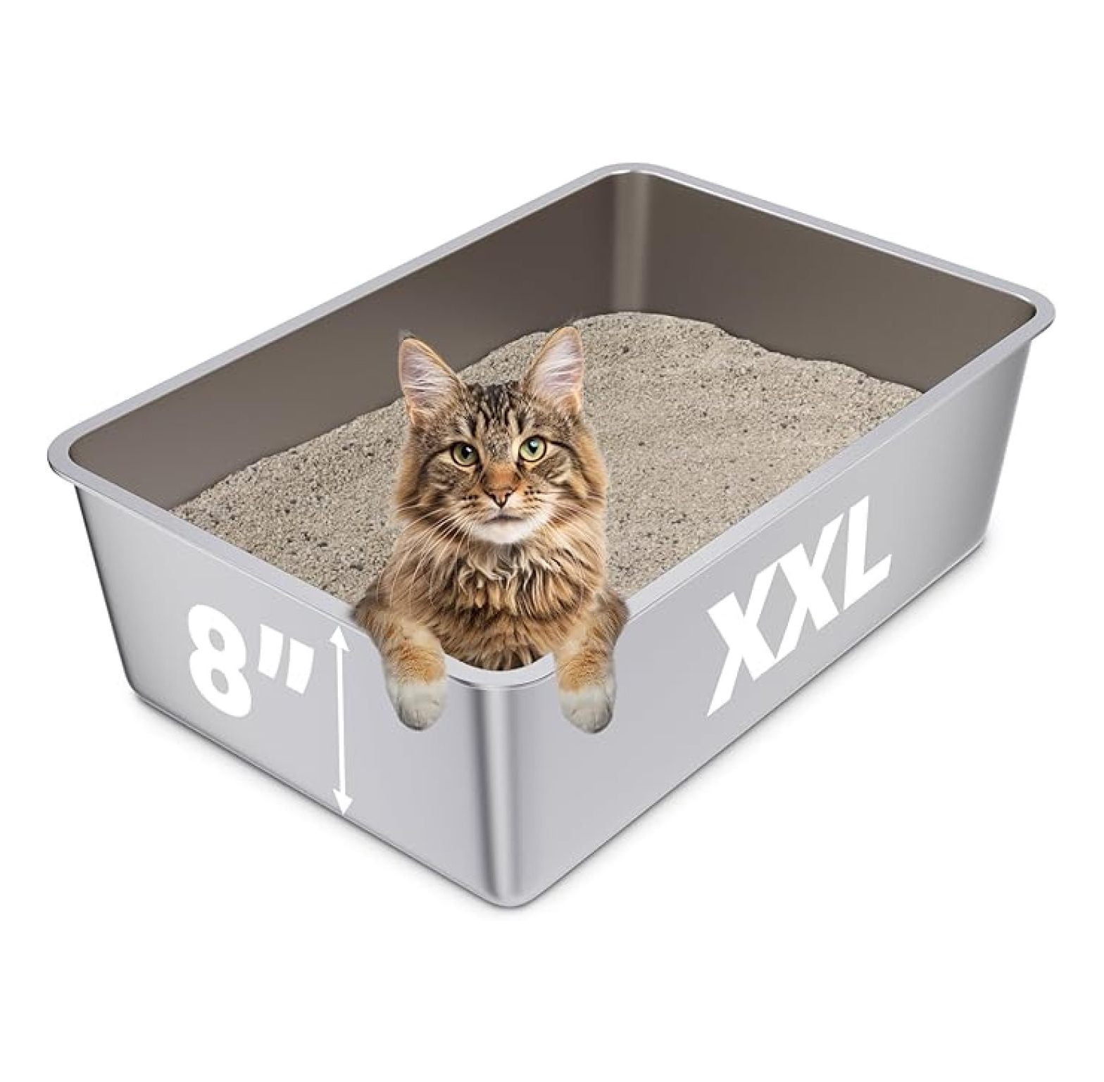 Stainless Steel Cat Litter Box, 23.6"x15.8"x8" XXL Stainless Steel ...