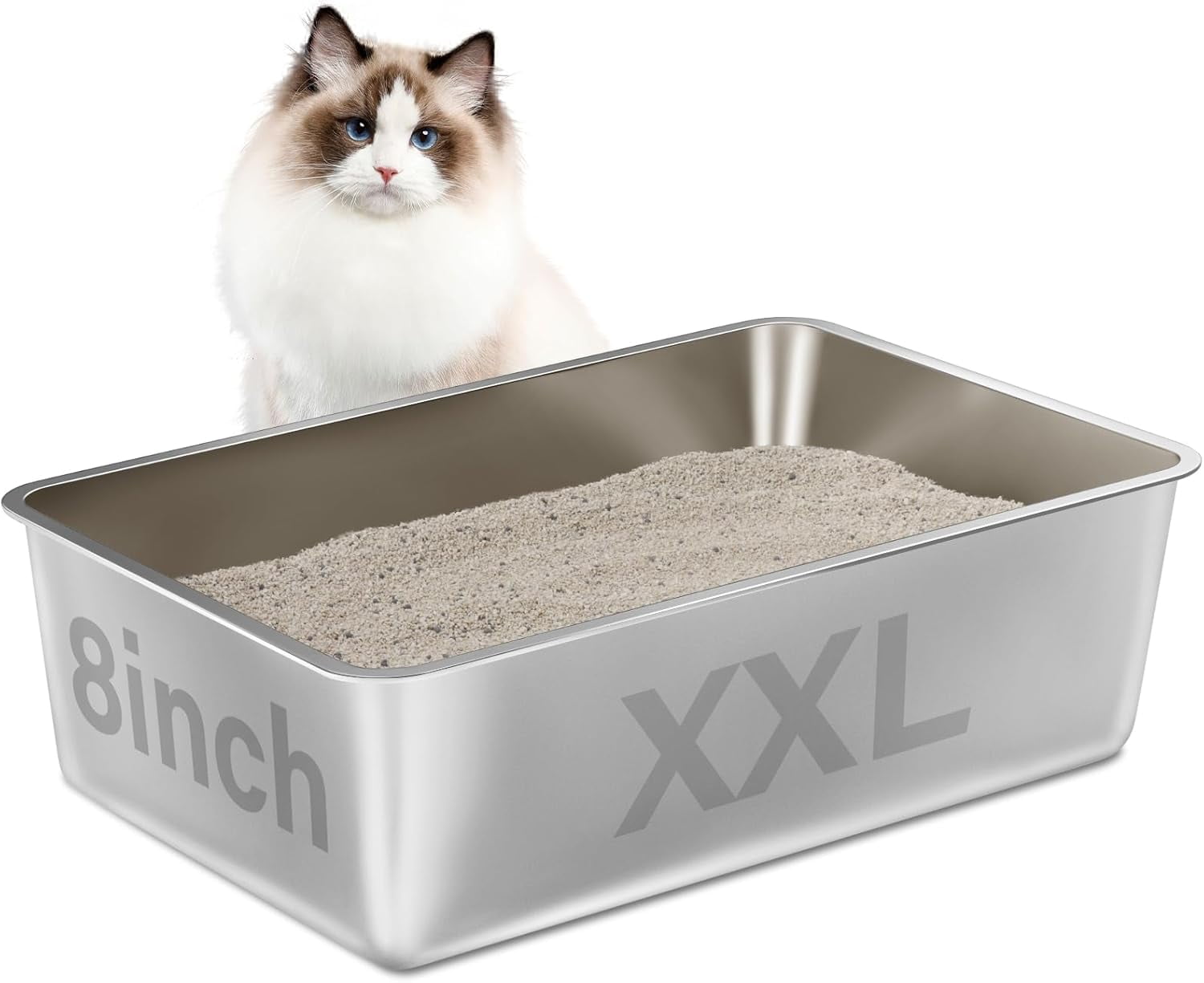 Stainless Steel Cat Litter Box, 23.6x15.8x8 Inch(Deep) XXL Stainless ...