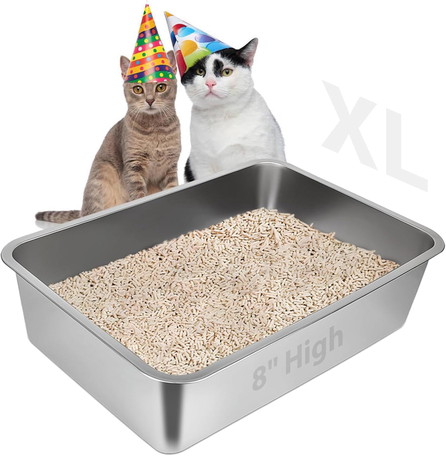 Stainless Steel Cat Litter Box for Cat and Rabbit, Odor Control Litter ...