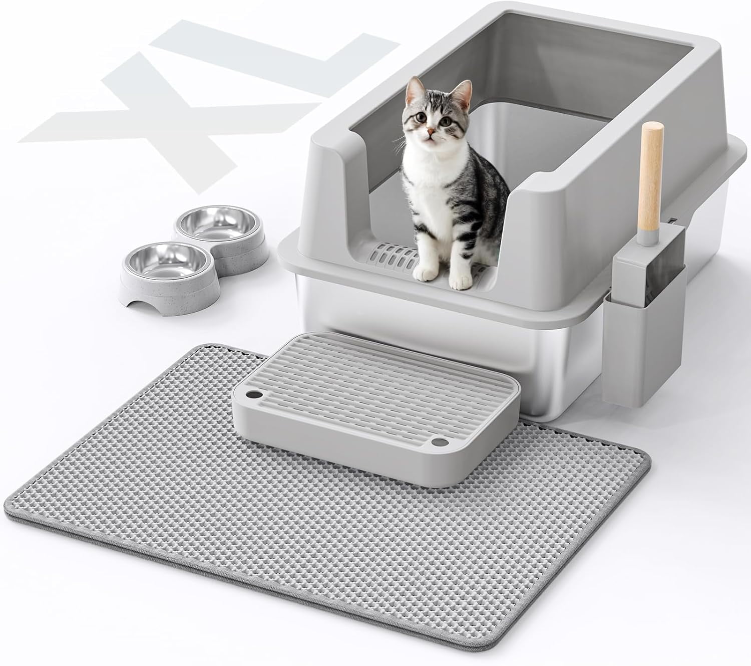 Stainless Steel Cat Litter Box - Enclosed XL Metal Kitty Litter Box ...