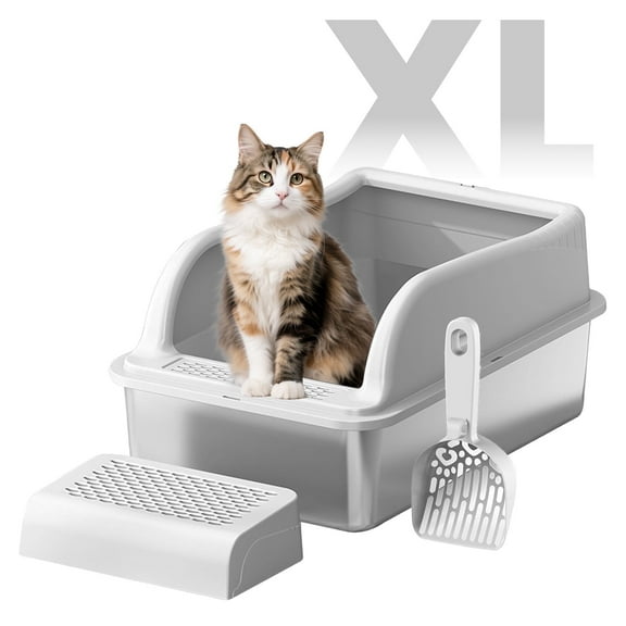 Extra Large Enclosed Stainless Steel Cat Litter Box with Lid - XXXL ...
