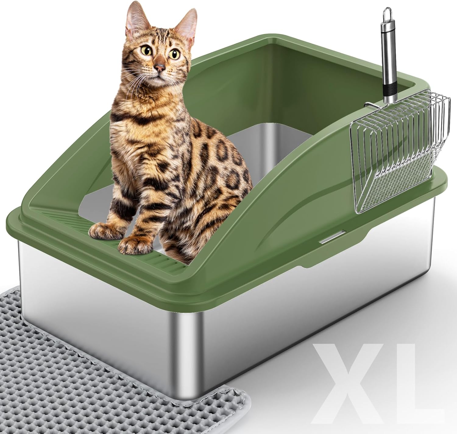 Stainless Steel Cat Litter Box, Extra Large Litter Boxes for Big Cats ...