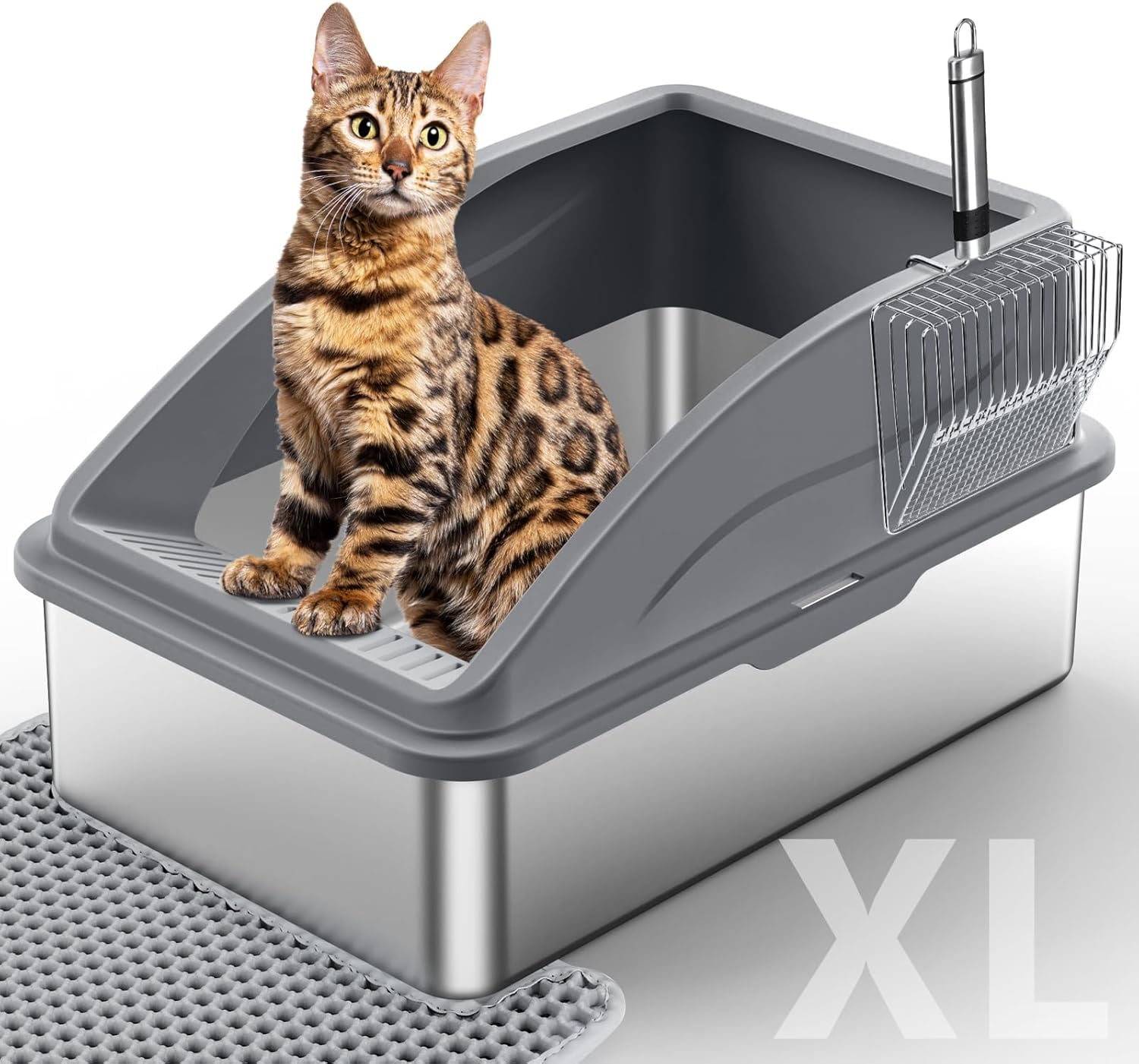 Stainless Steel Cat Litter Box, Extra Large Litter Boxes for Big Cats ...
