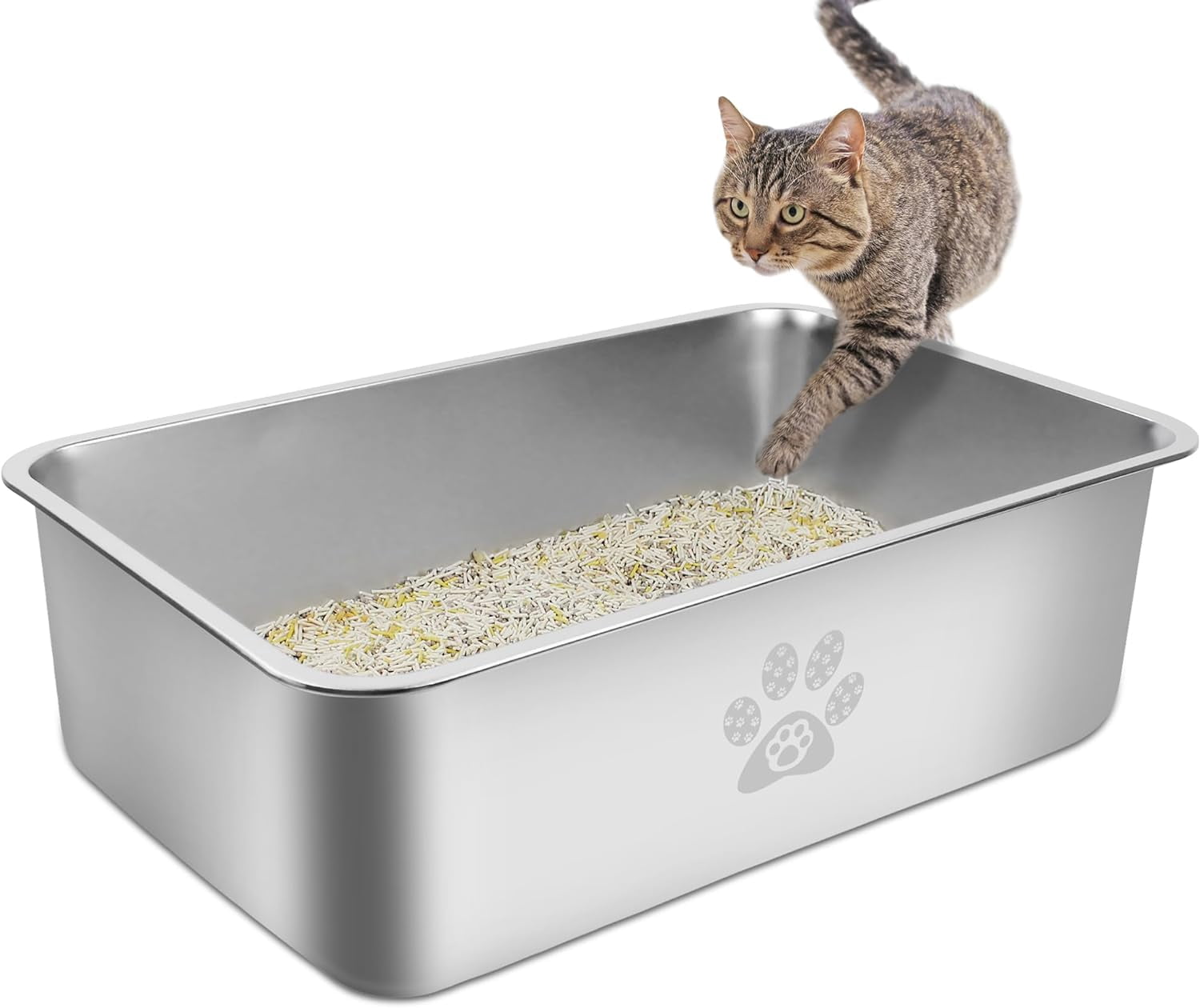 Xl Cat Litter Box Stainless Steel Cat Litter Box With Lid, XL Extra ...
