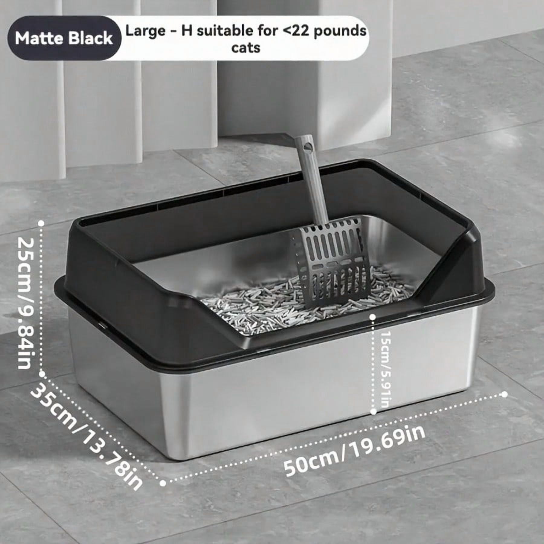 Stainless Steel Cat Litter Box, Large Metal Trash Bin For Cats And ...