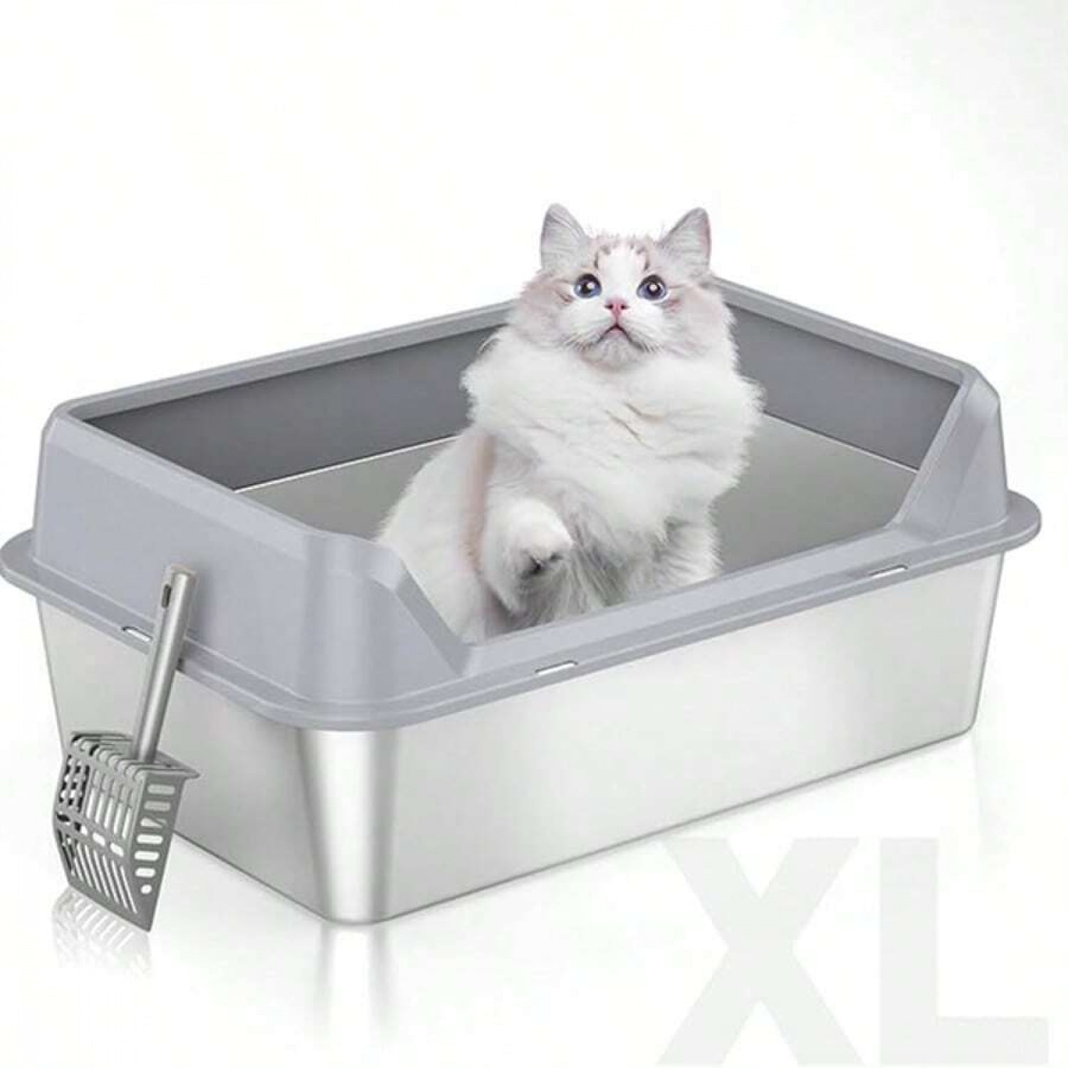 Stainless Steel Cat Litter Box, Large Metal Trash Bin For Cats And ...