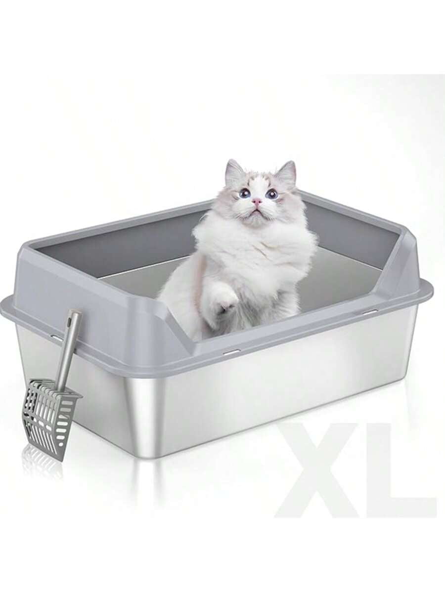 Stainless Steel Cat Litter Box, Large Metal Trash Bin For Cats And ...