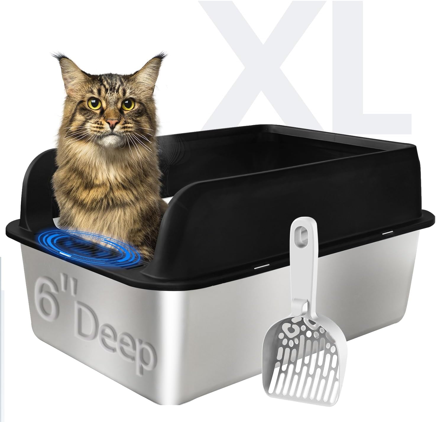 Stainless Steel Cat Litter Box with Lid Extra Large Litter Box for Big ...