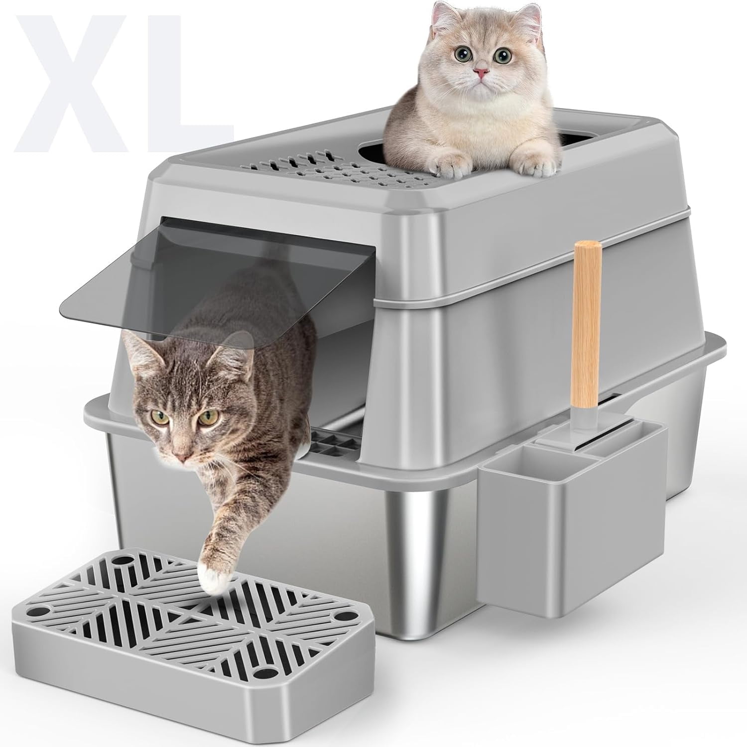 Stainless Steel Cat Litter Box with Lid Extra Large Enclosed Litter Box ...