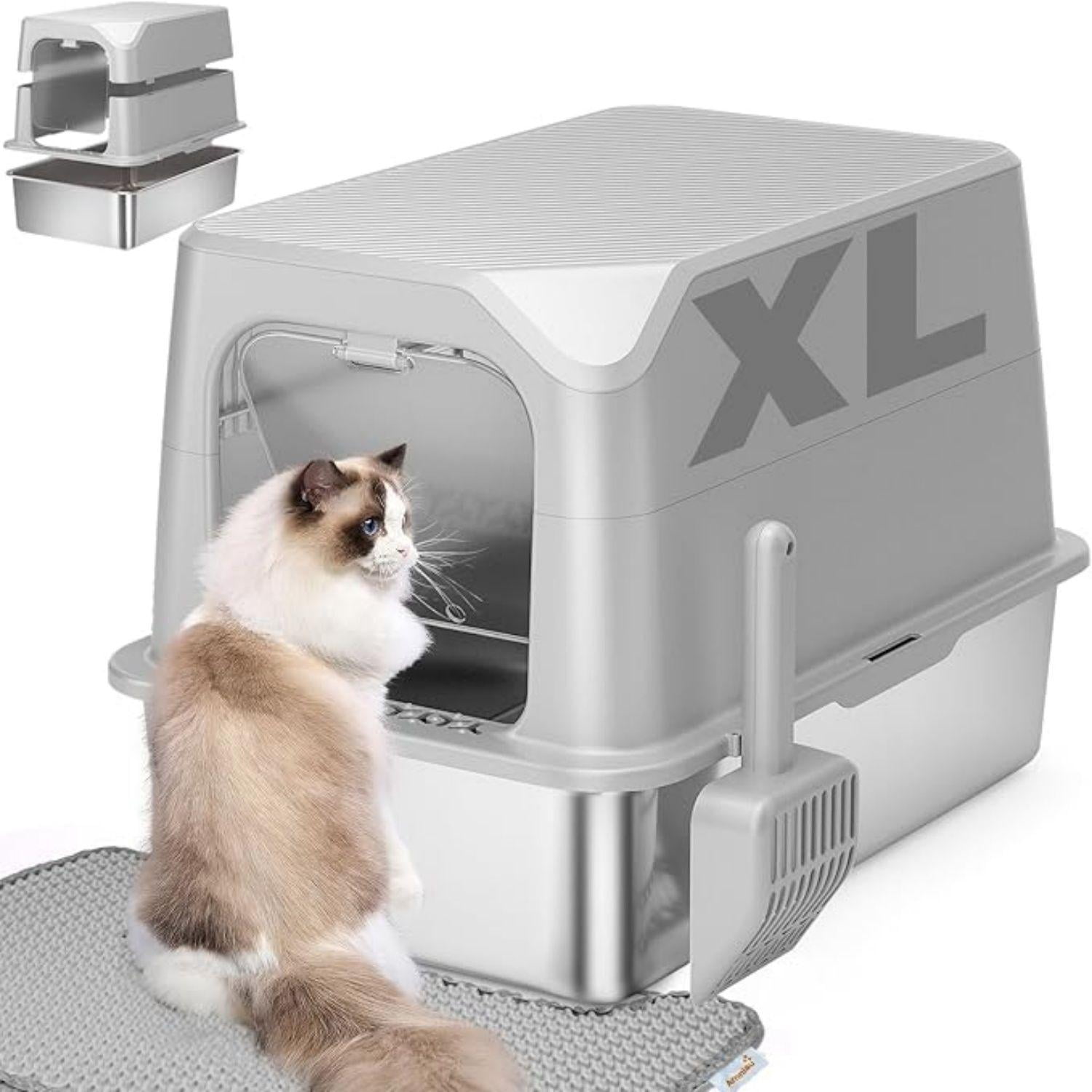 Stainless Steel Cat Litter Box with Lid, Extra Large, Great for Large ...