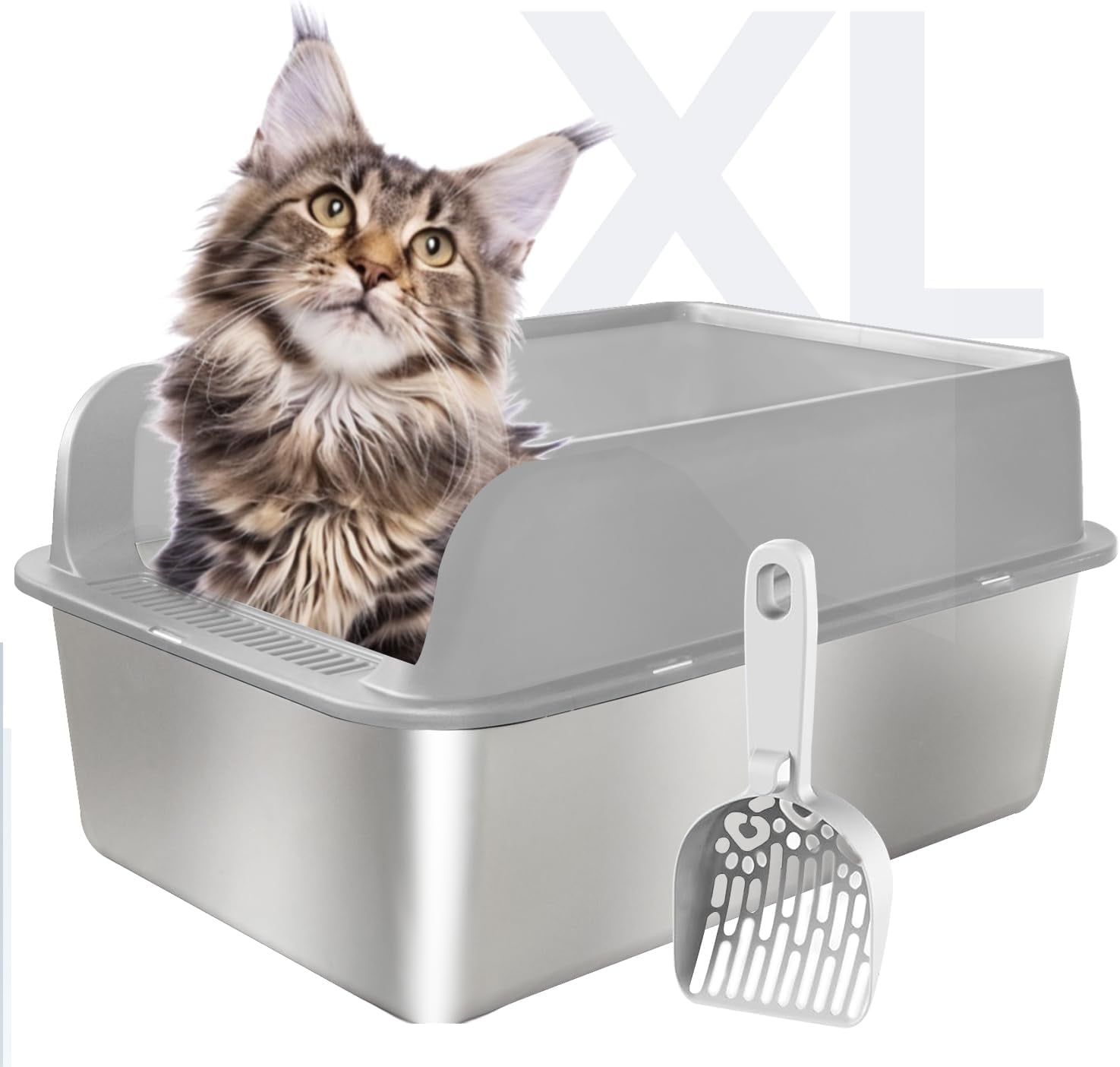 Stainless Steel Cat Litter Box with Lid Extra Large Litter Box for Big ...