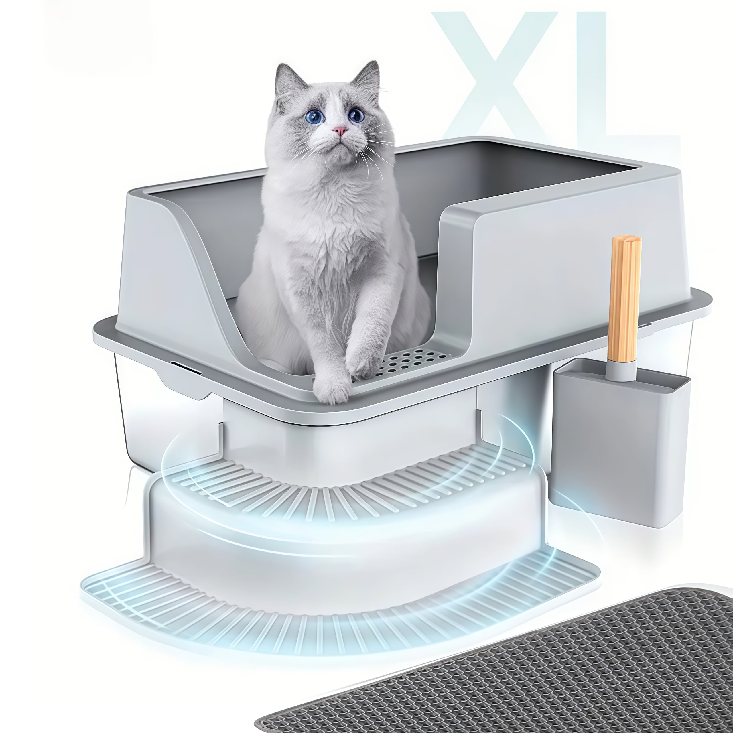 Stainless Steel Cat Litter Box with Lid Extra Large Litter Box for Big ...
