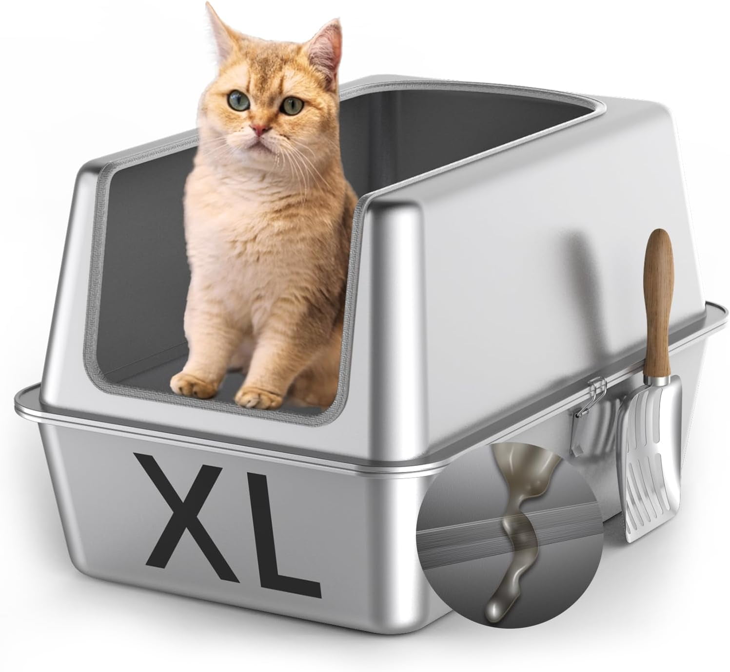 All Stainless Steel Cat Litter Box with Lid,Jumbo XL Metal Litter Box ...