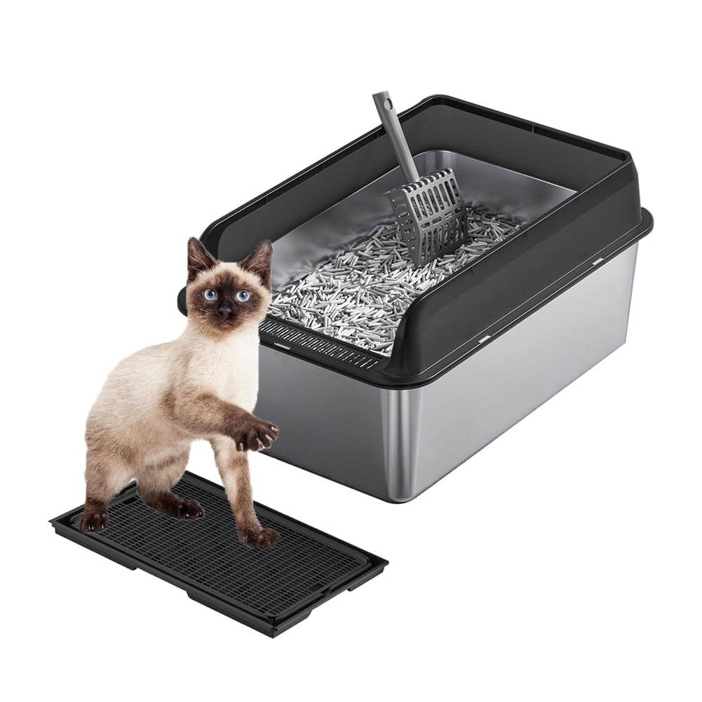 Stainless Steel Cat Litter Box with Lid, Large Metal Cat Litter Box ...