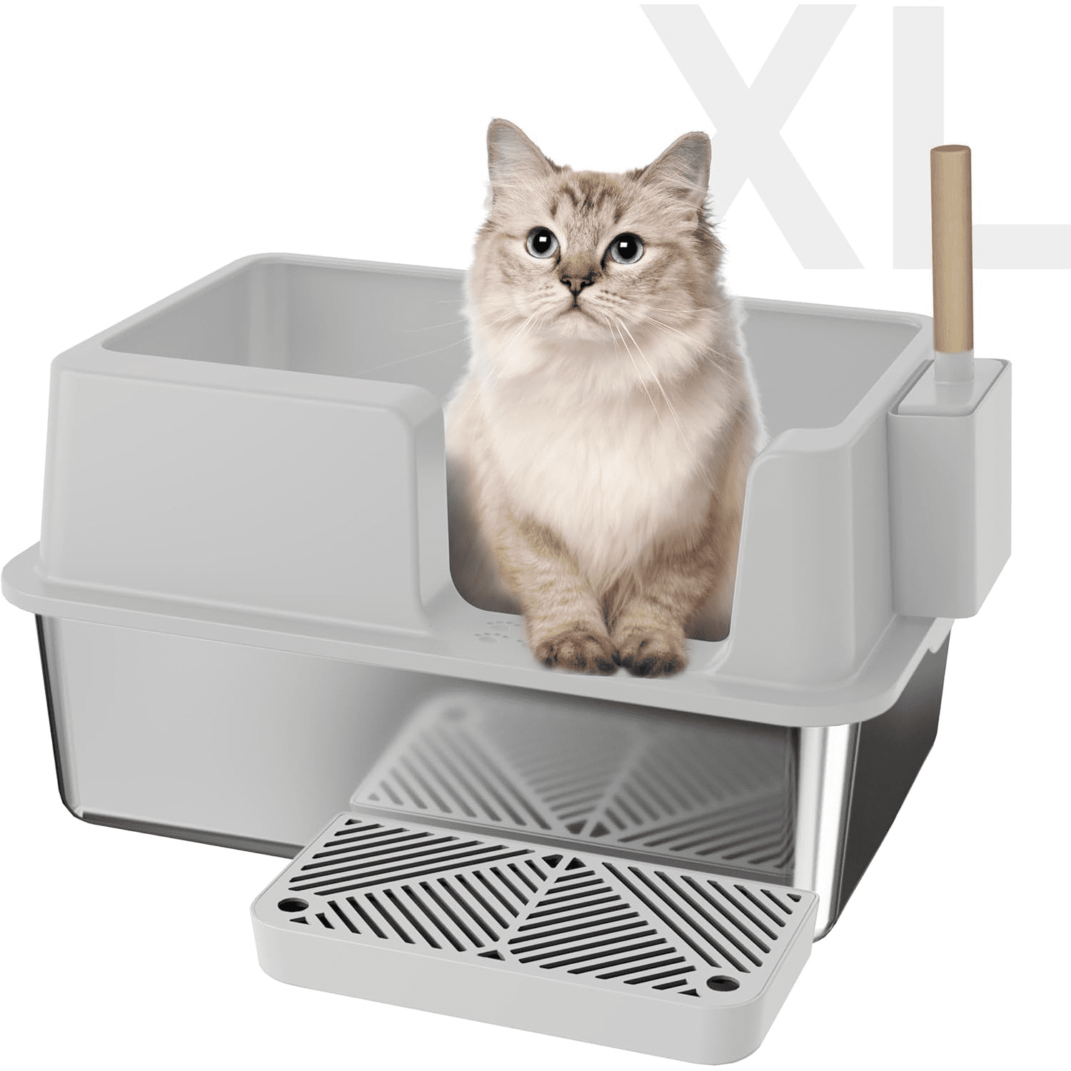 Stainless Steel Cat Litter Box with Lid Litter Pan Enclosure, Extra ...