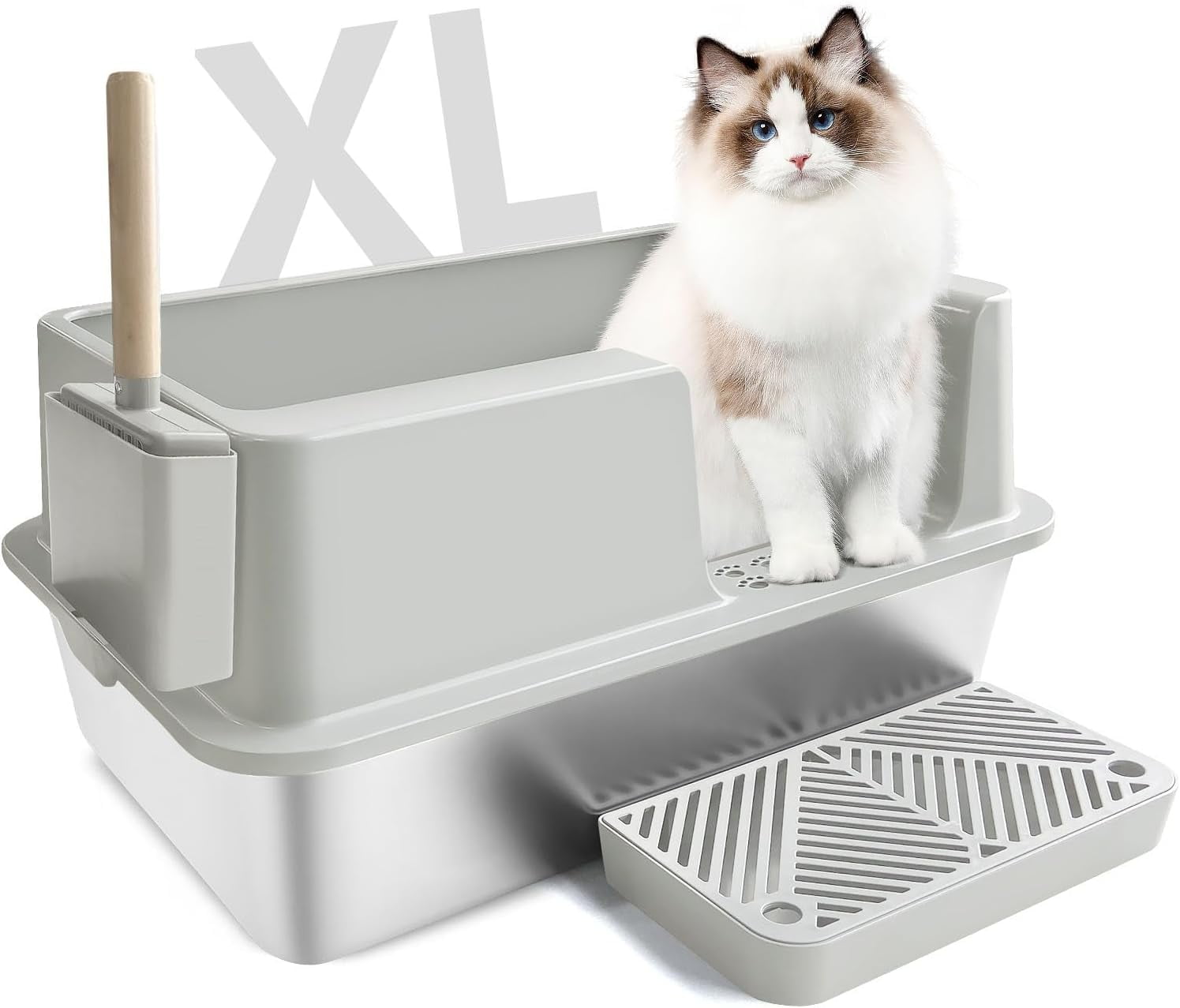 Stainless Steel Cat Litter Box with Lid Litter Pan Enclosure, Extra ...