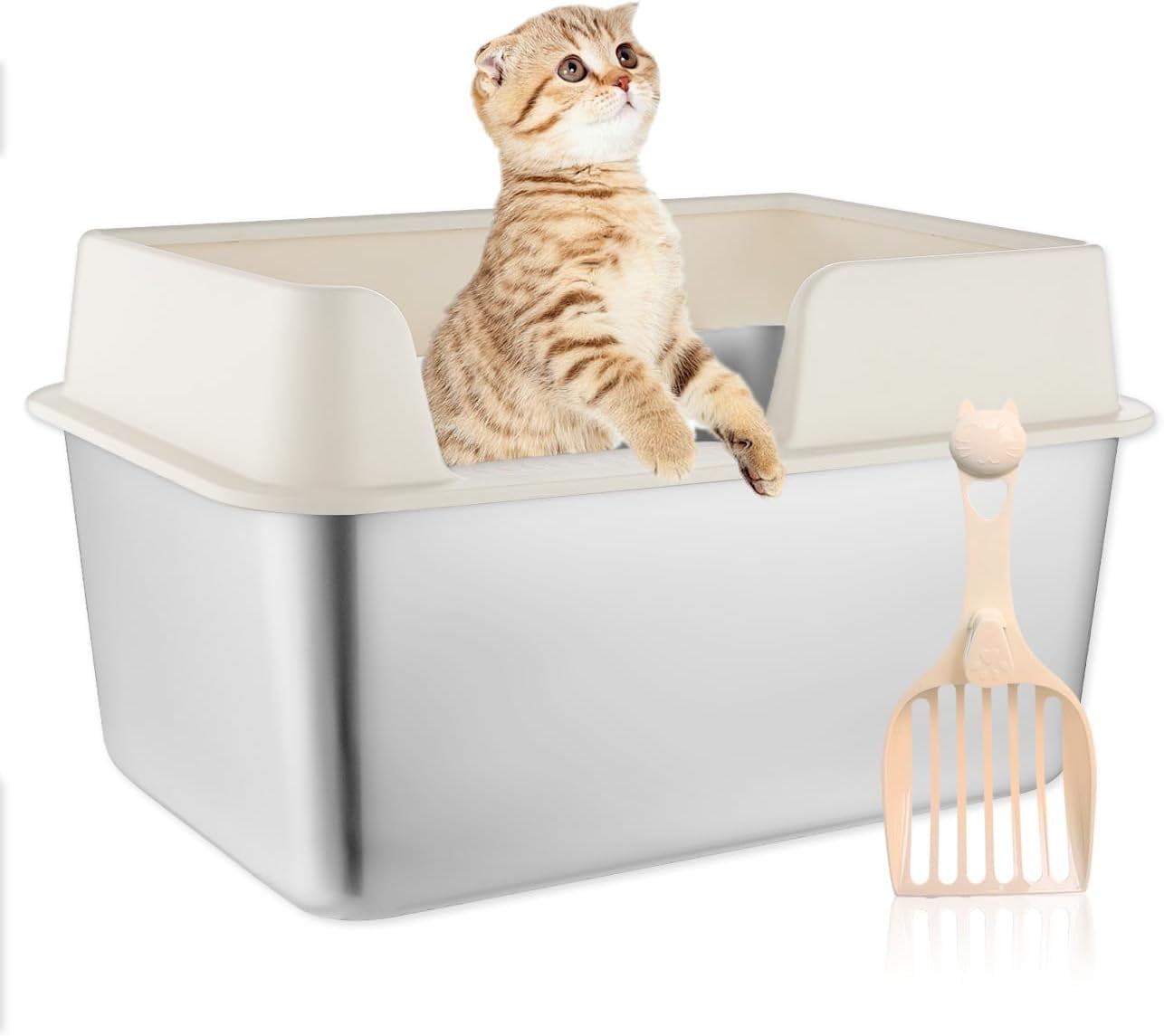 Litter Box With Lid Extra Large High-Sided Cat Litter Box - Stain ...