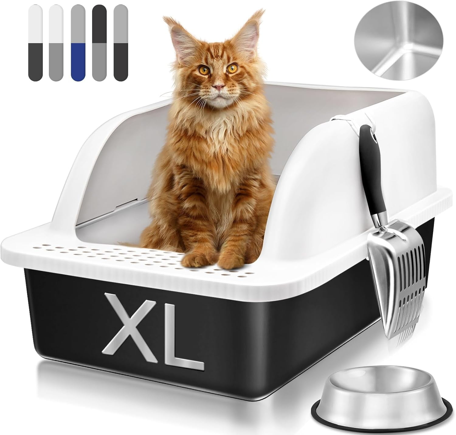 Stainless Steel Cat Litter Box with Lid, XL Extra Large for Big Cats ...
