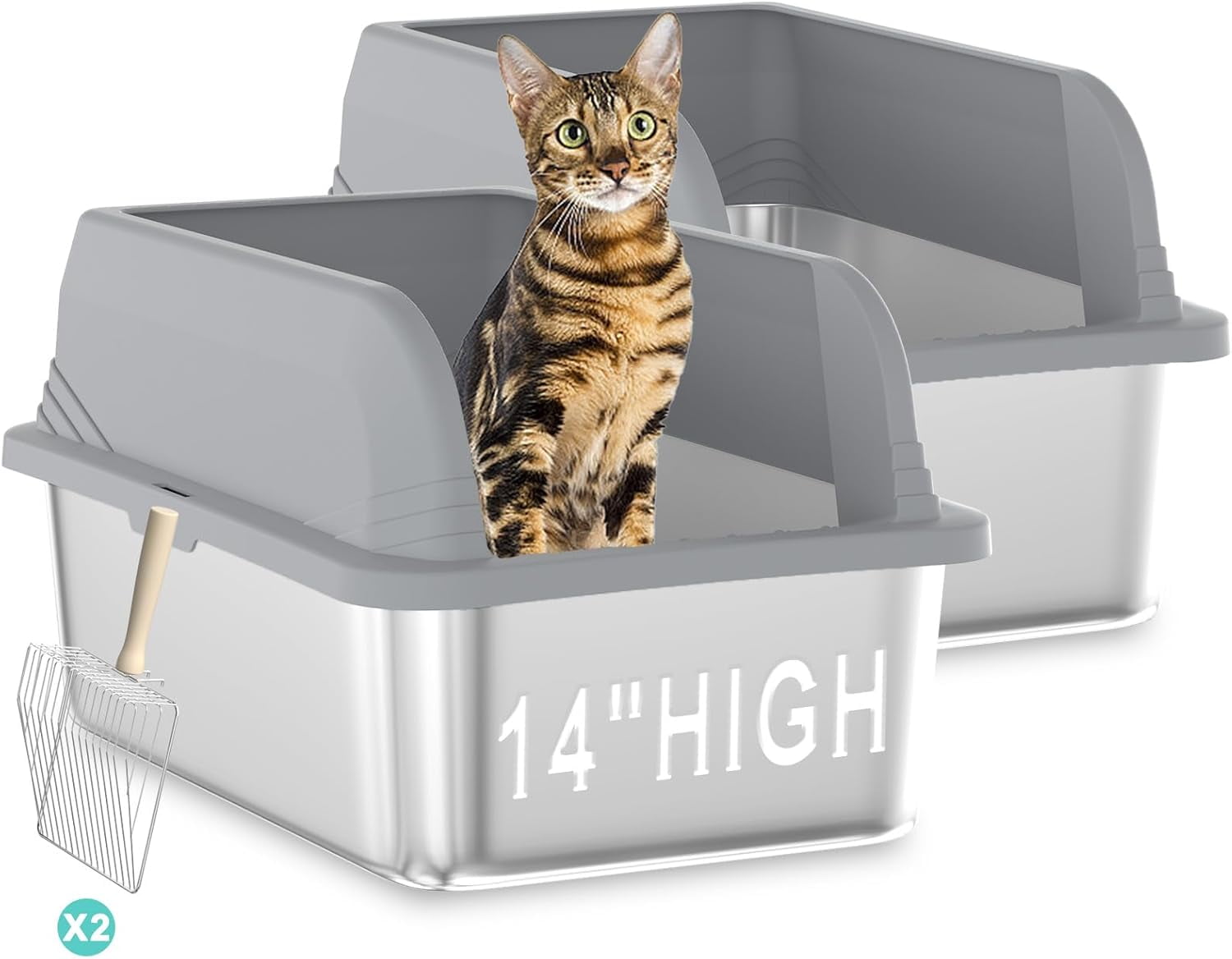 Stainless Steel Cat Litter Box, XL Extra Large Cat Litter Box with Lid ...