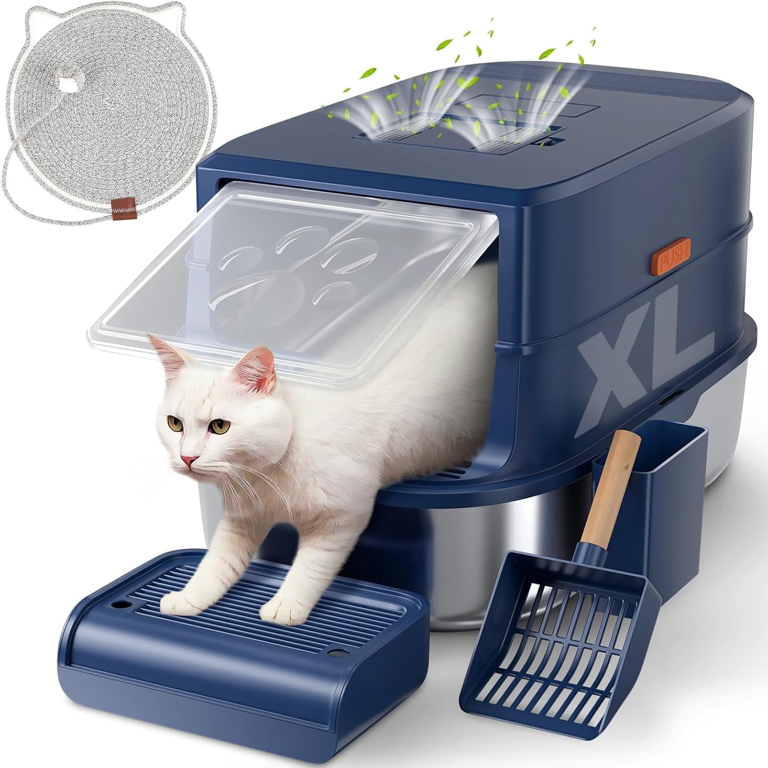 Stainless Steel Cat Litter Box XL With Lid - 3 in 1 Enclosed Extra ...