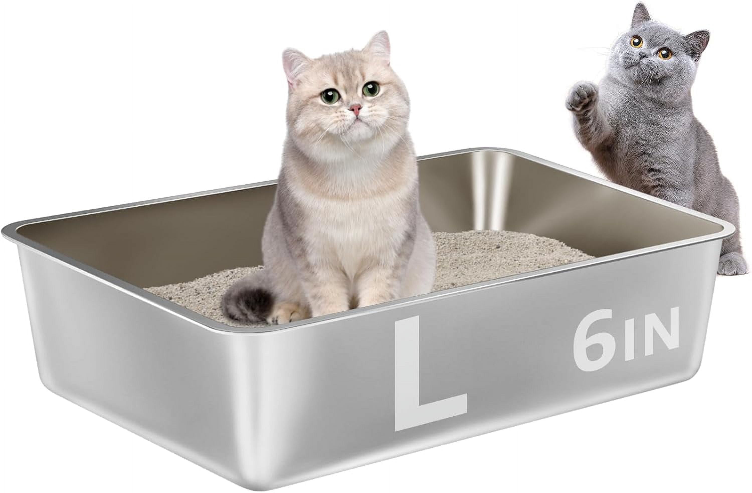 Stainless Steel Cat Litter Box,XXL Metal Litter Box for Big Cats, Metal ...