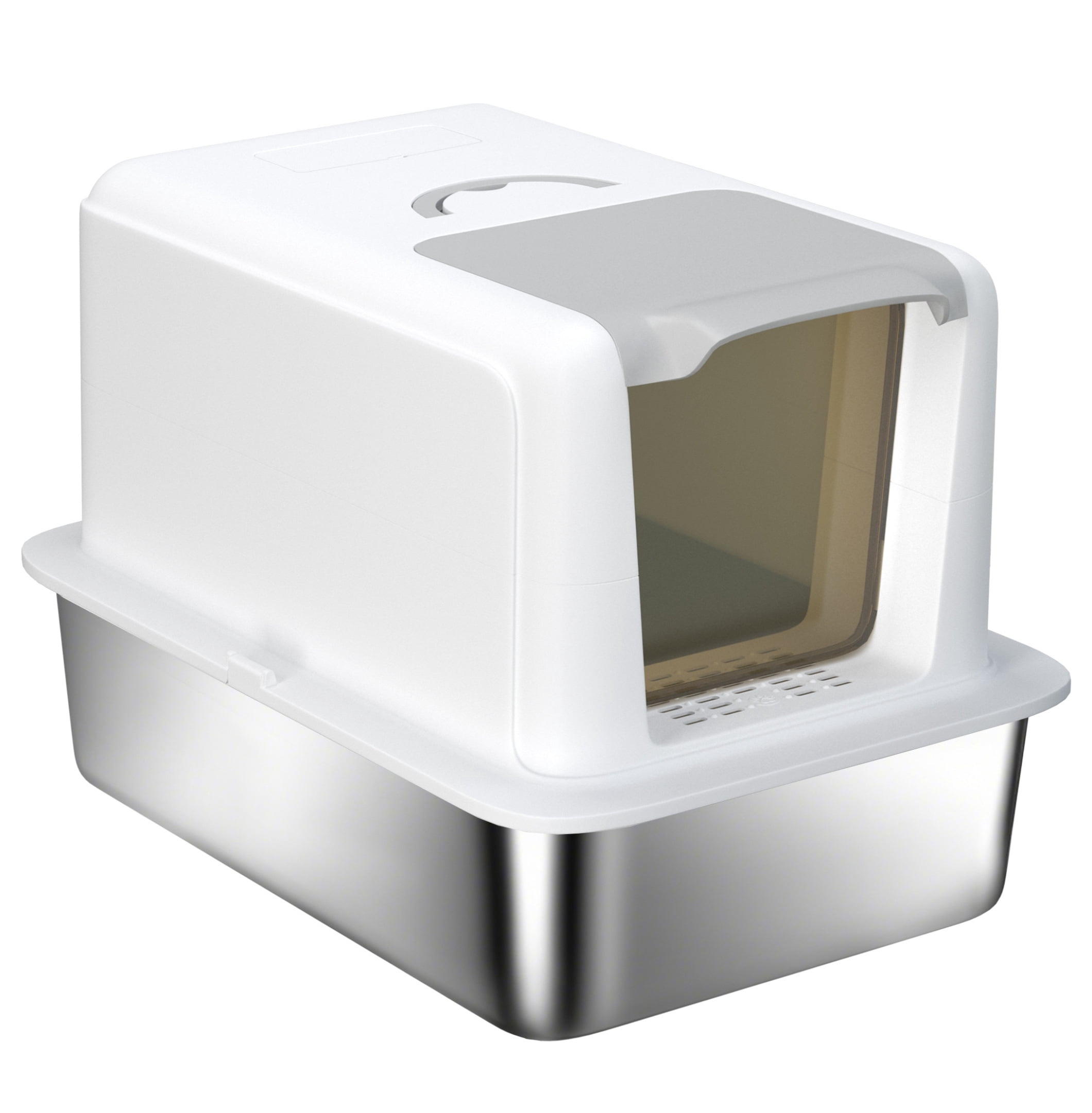 Stainless Steel Cat Litter Box with Lid, Enclosed Cat Toilet with Scoop ...