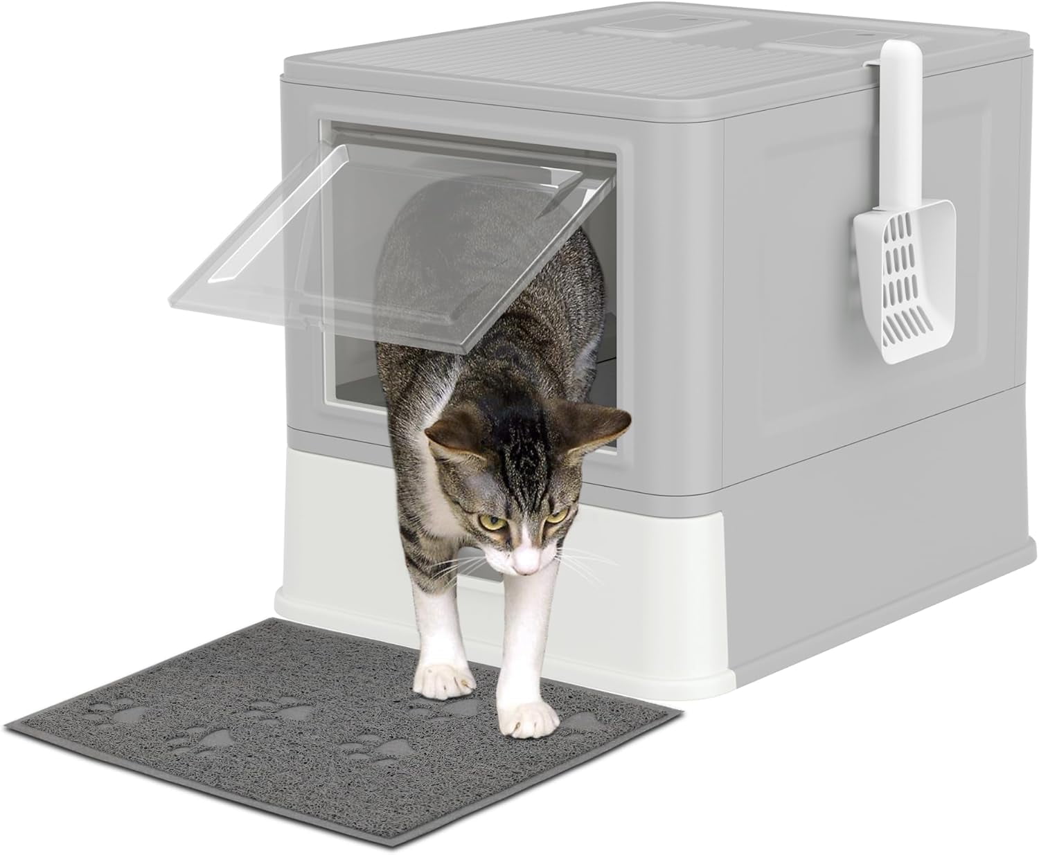 Stainless Steel Cat Litter Box with Lid, Enclosed Litter Pan with High ...
