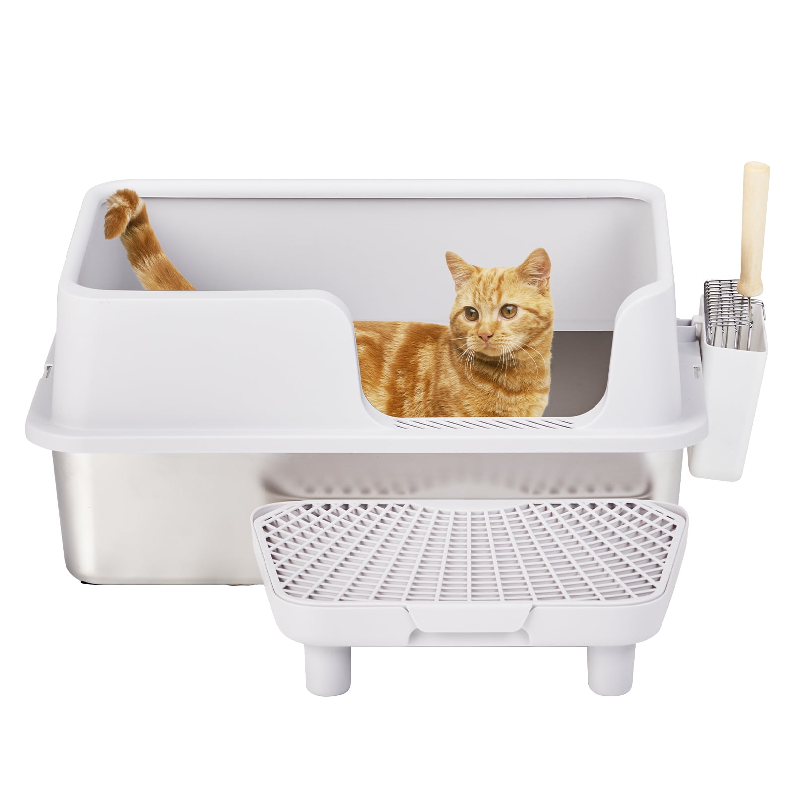 Stainless Steel Cat Litter Box with Lid - Extra Large High-Sided Pan ...