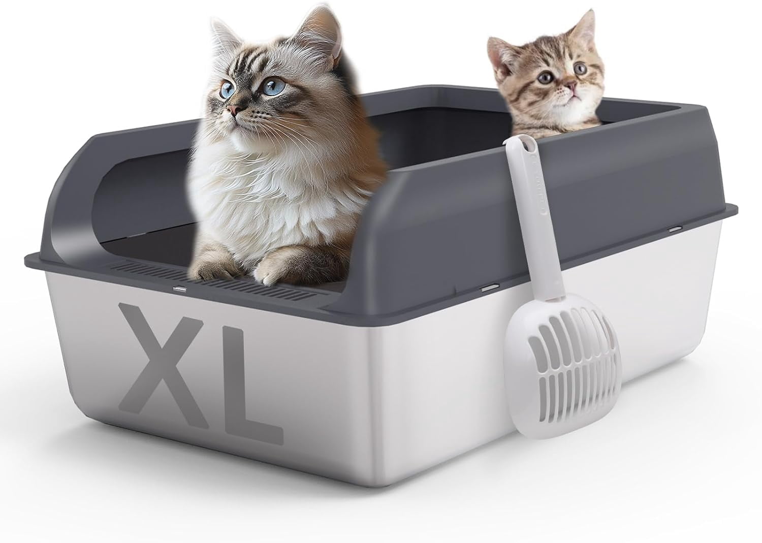 Stainless Steel Cat Litter Box with Lid, XL Extra Large Enclosed Litter ...