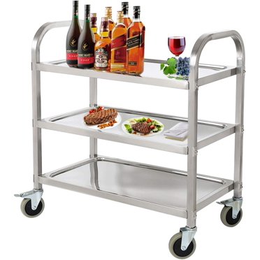 XIV Bar Cart, Home Bar Serving Cart, Metal Kitchen Carts with Storage ...