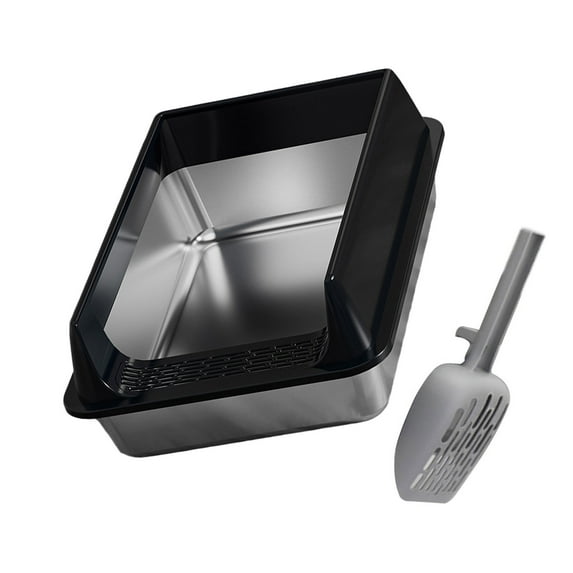 Stainless Steel Cats Litter Pan Large Tray AntiSplash Odor Control ...