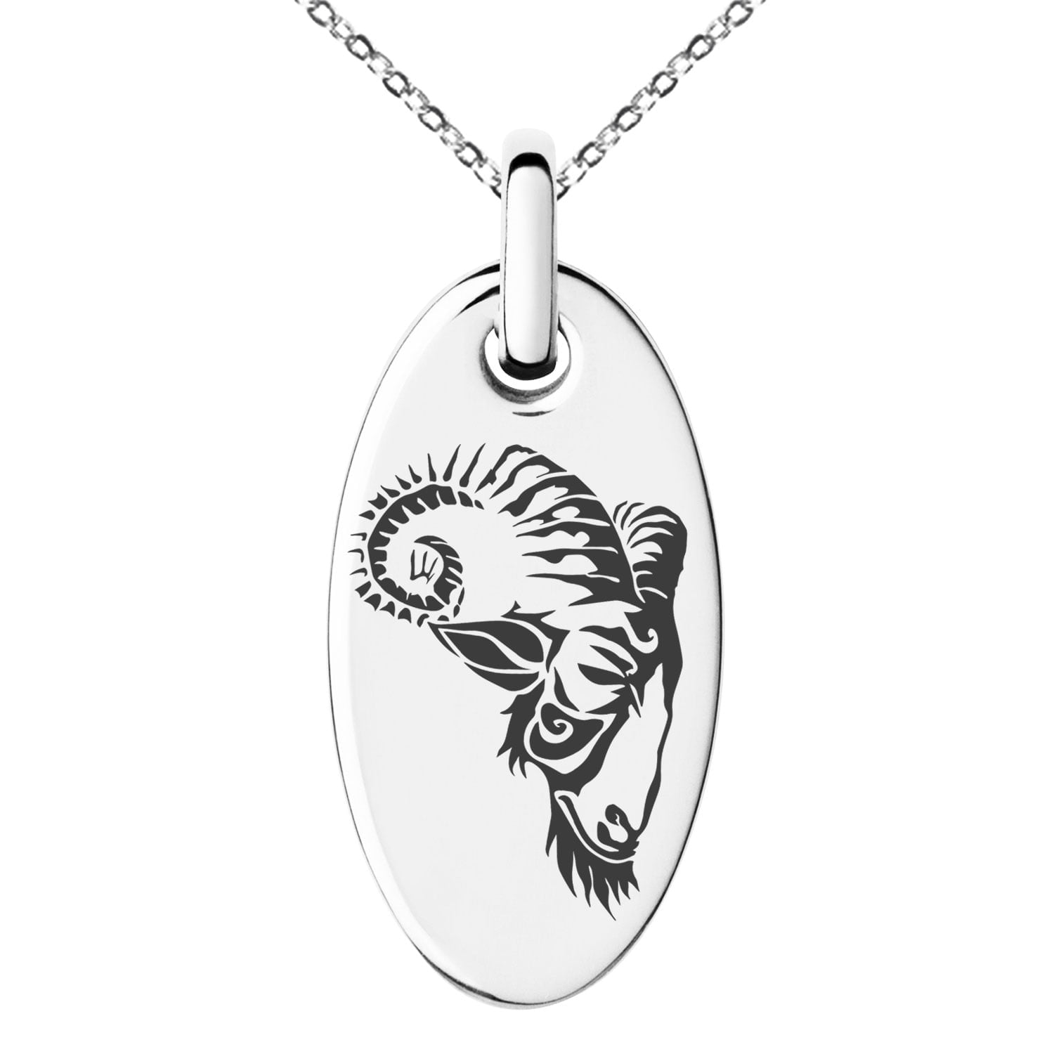 Tioneer Stainless Steel Celestial Satyr Goat Engraved Small Oval Charm ...