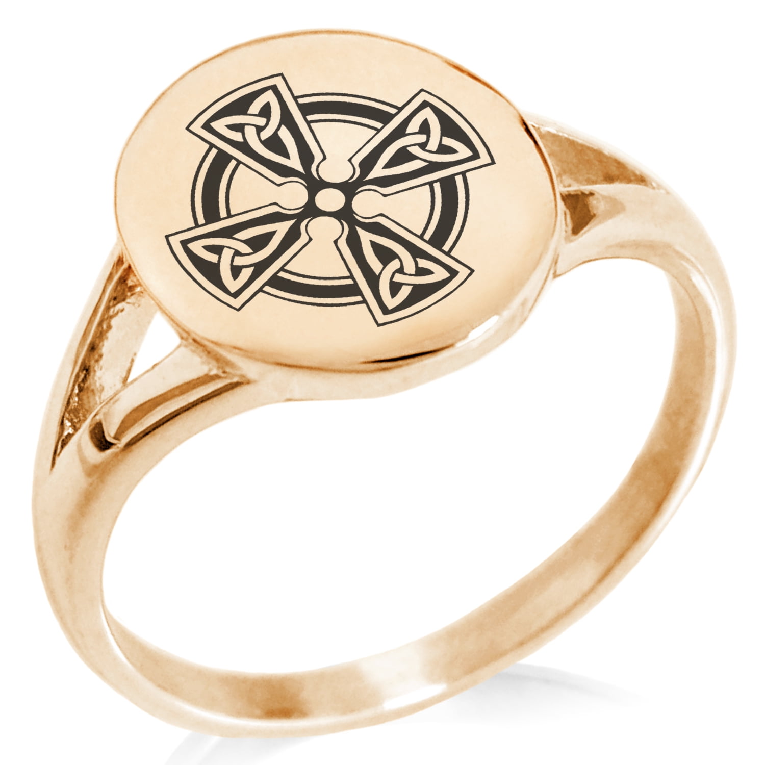 Stainless Steel Celtic Cross Triquetra Knot Minimalist Oval Top ...