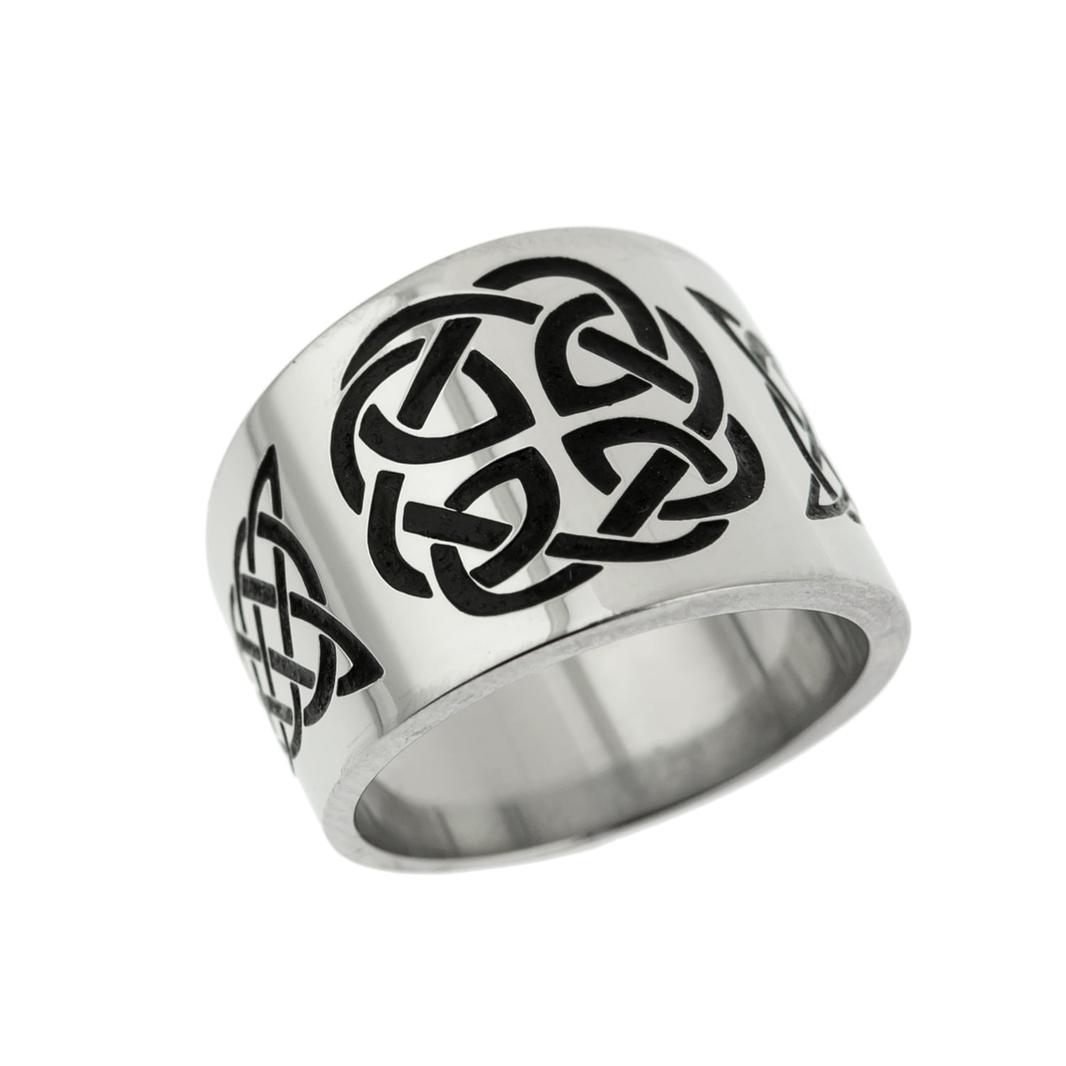 Stainless Steel Celtic Infinity Knot Signet Ring with Cubic Zirconia ...