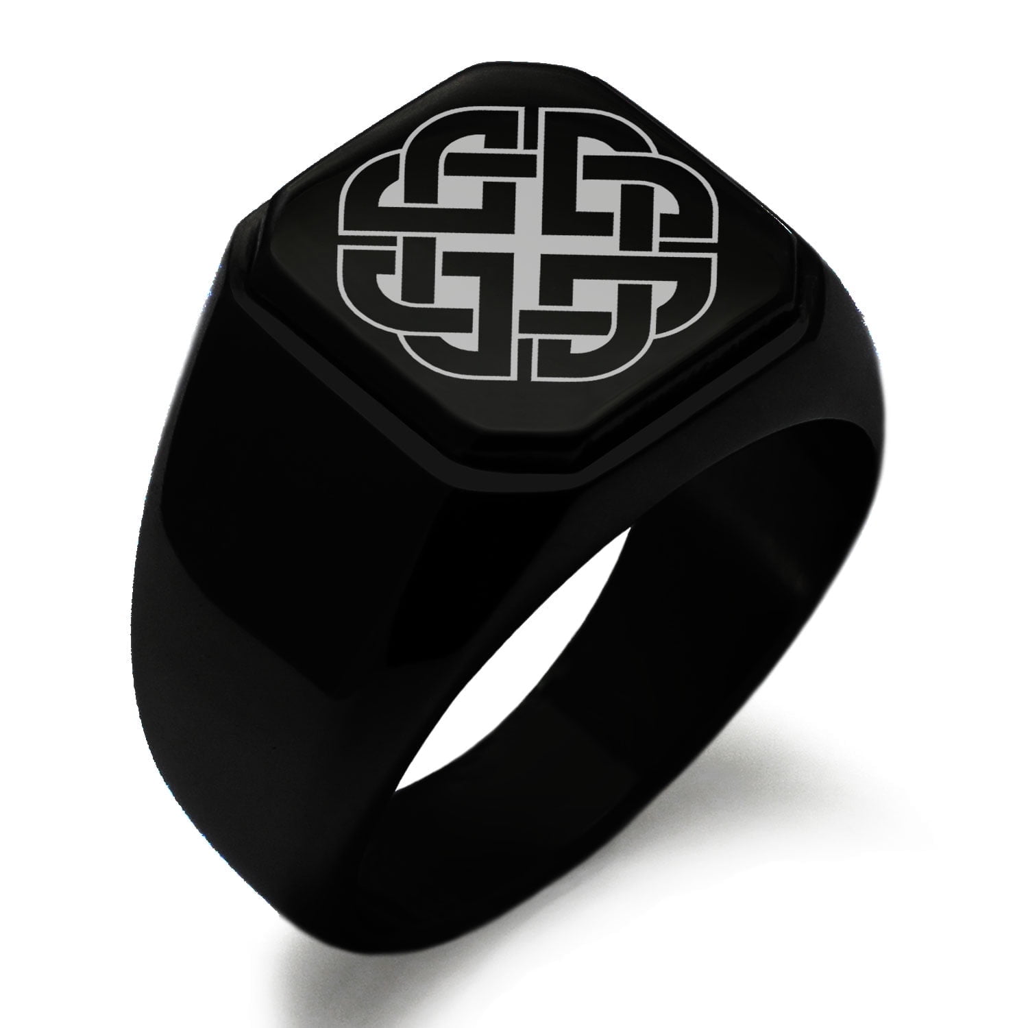 Tioneer Stainless Steel Celtic Quaternary Knot Rune Engraved Square ...