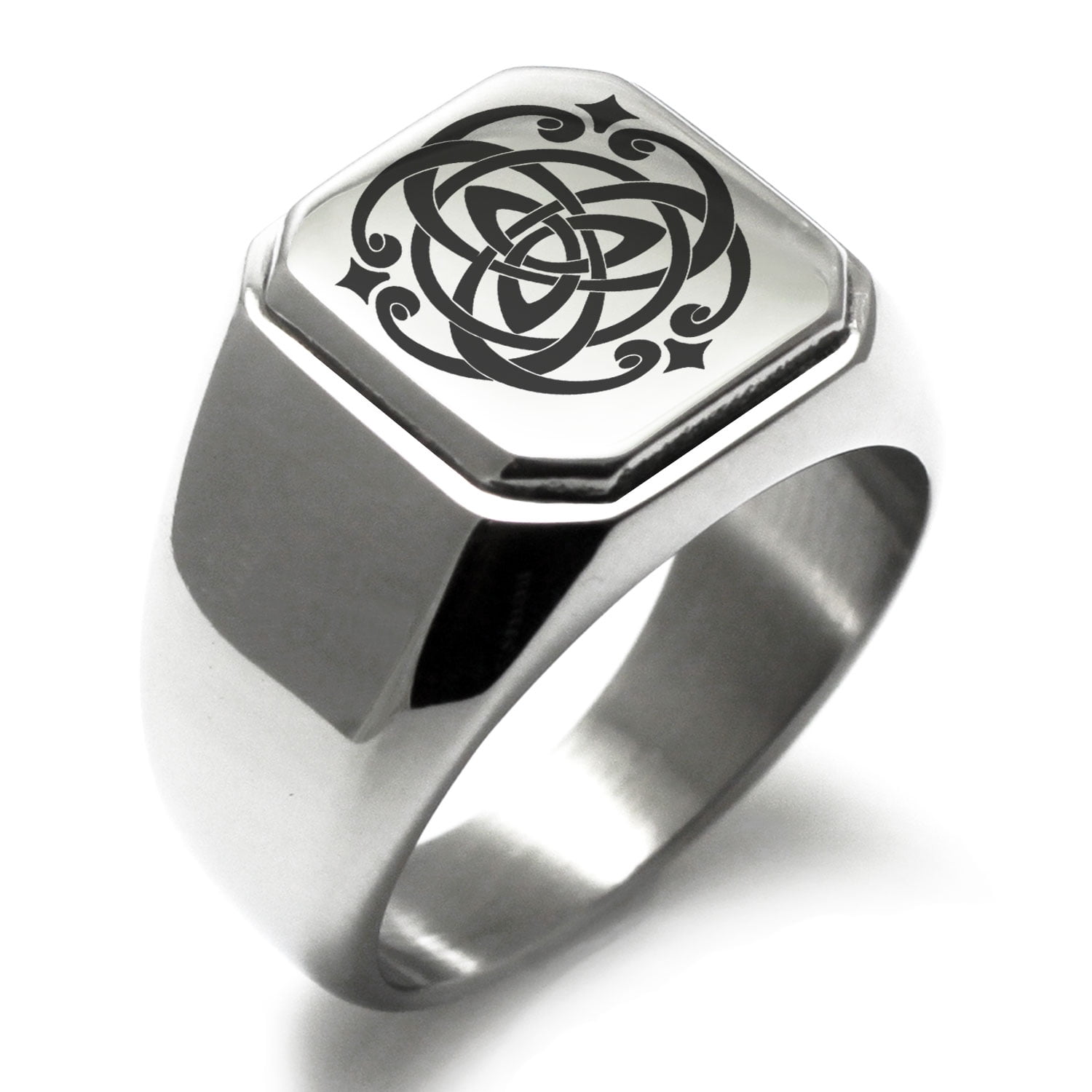 Tioneer Stainless Steel Celtic Triquetra Heart Knot Engraved Square ...