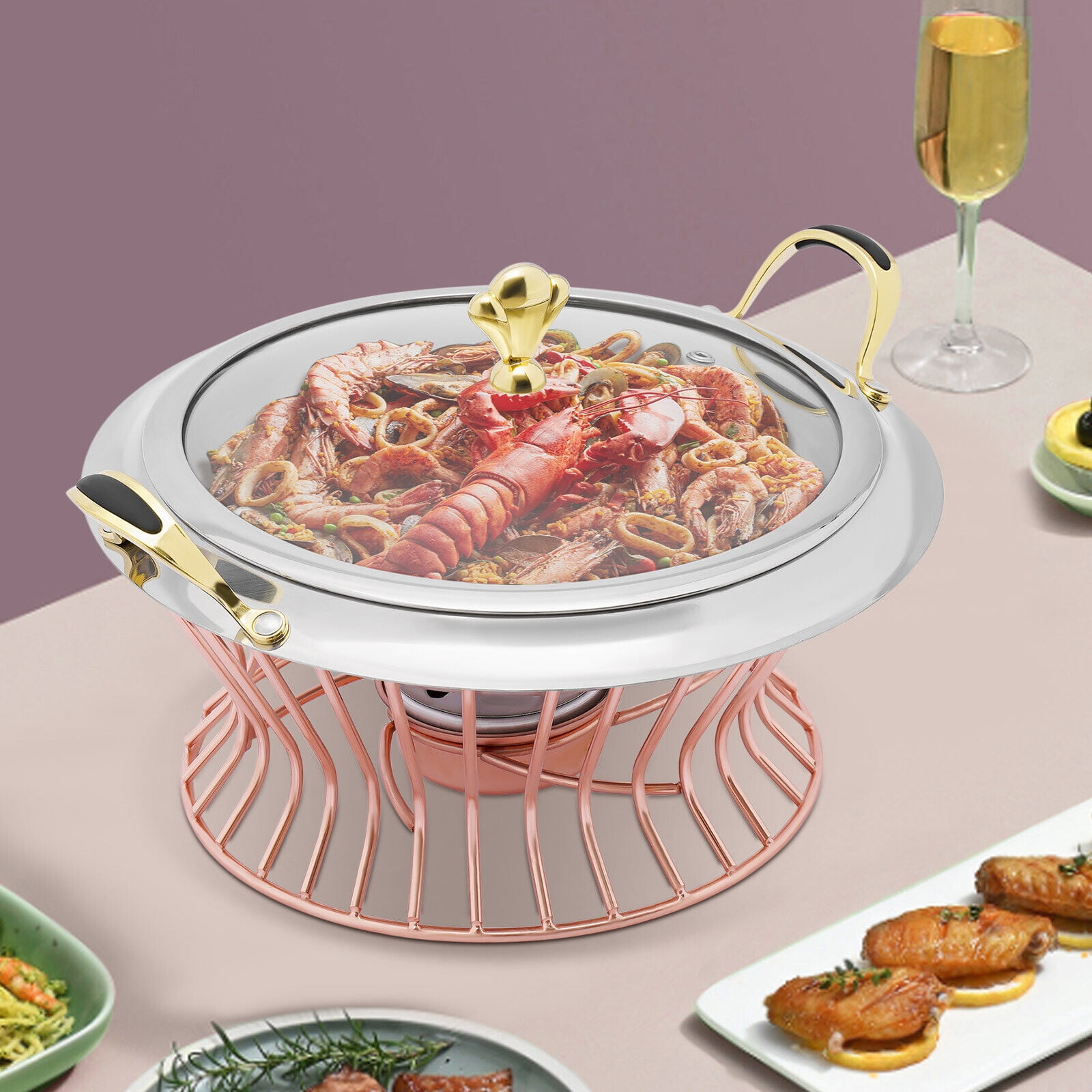 Stainless Steel Chafing Dish Buffet Warmers with Fuel Holder Adjustable ...