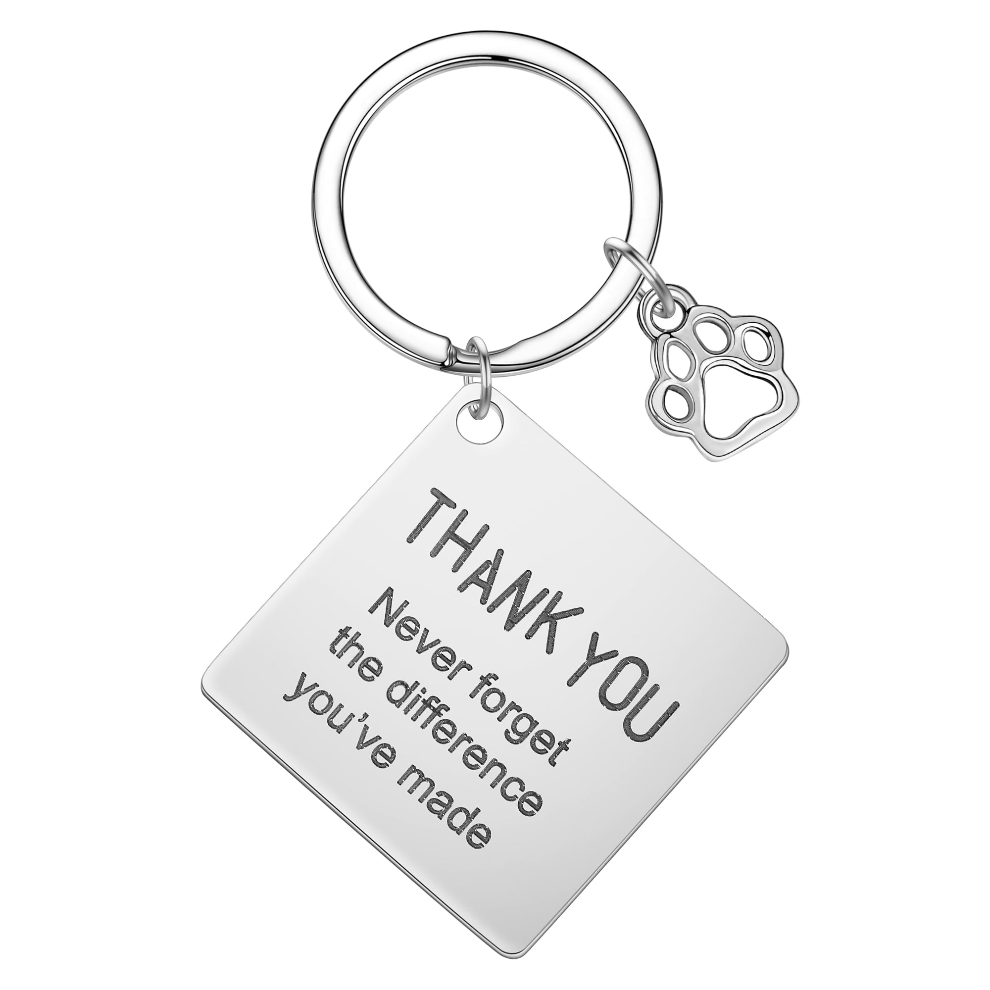 Stainless Steel Charm Keychain Engraved Thank You Never Forget The ...