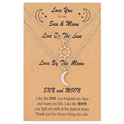 Stainless Steel Charm Sun and Moon Best Friend Couple Necklace Distance ...
