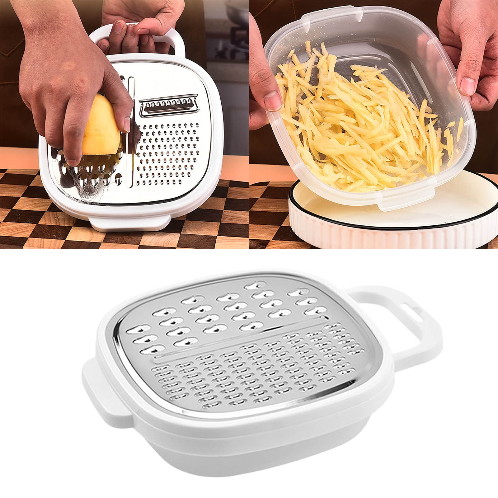 Stainless Steel Cheese Grater with Container and Lid Multi Function ...