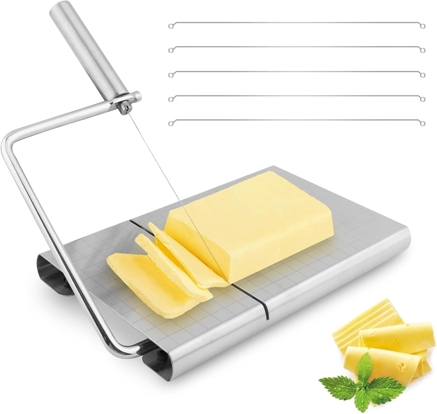 Stainless Steel Cheese Slicer Cutter, 2026 New Cheese Slicer with Wire ...