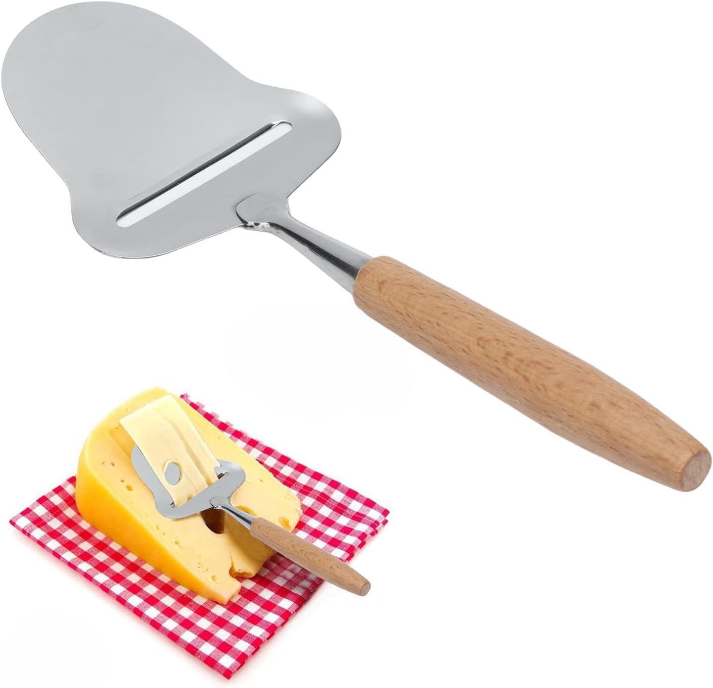 Stainless Steel Cheese Slicer, Handheld Cheese Planer Wood Handle ...