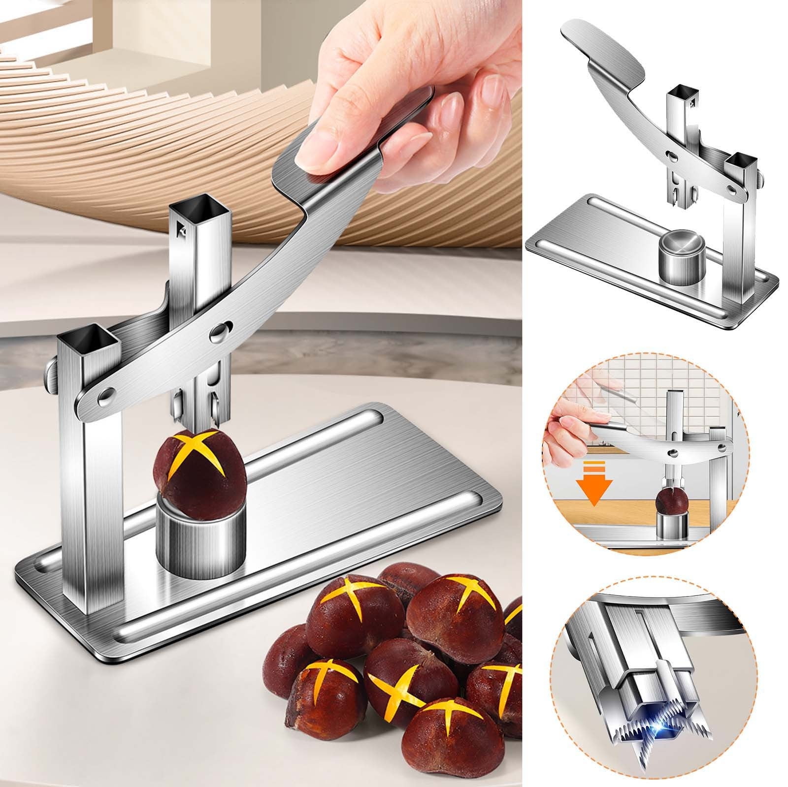 Stainless Steel Chestnut Opener, Heavy-duty Clamp Type, Ergonomic Slip ...