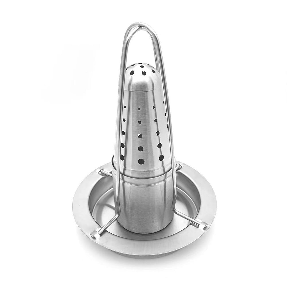 Stainless Steel Chicken Roaster Stand Beer Can Vertical Holder with Pan ...