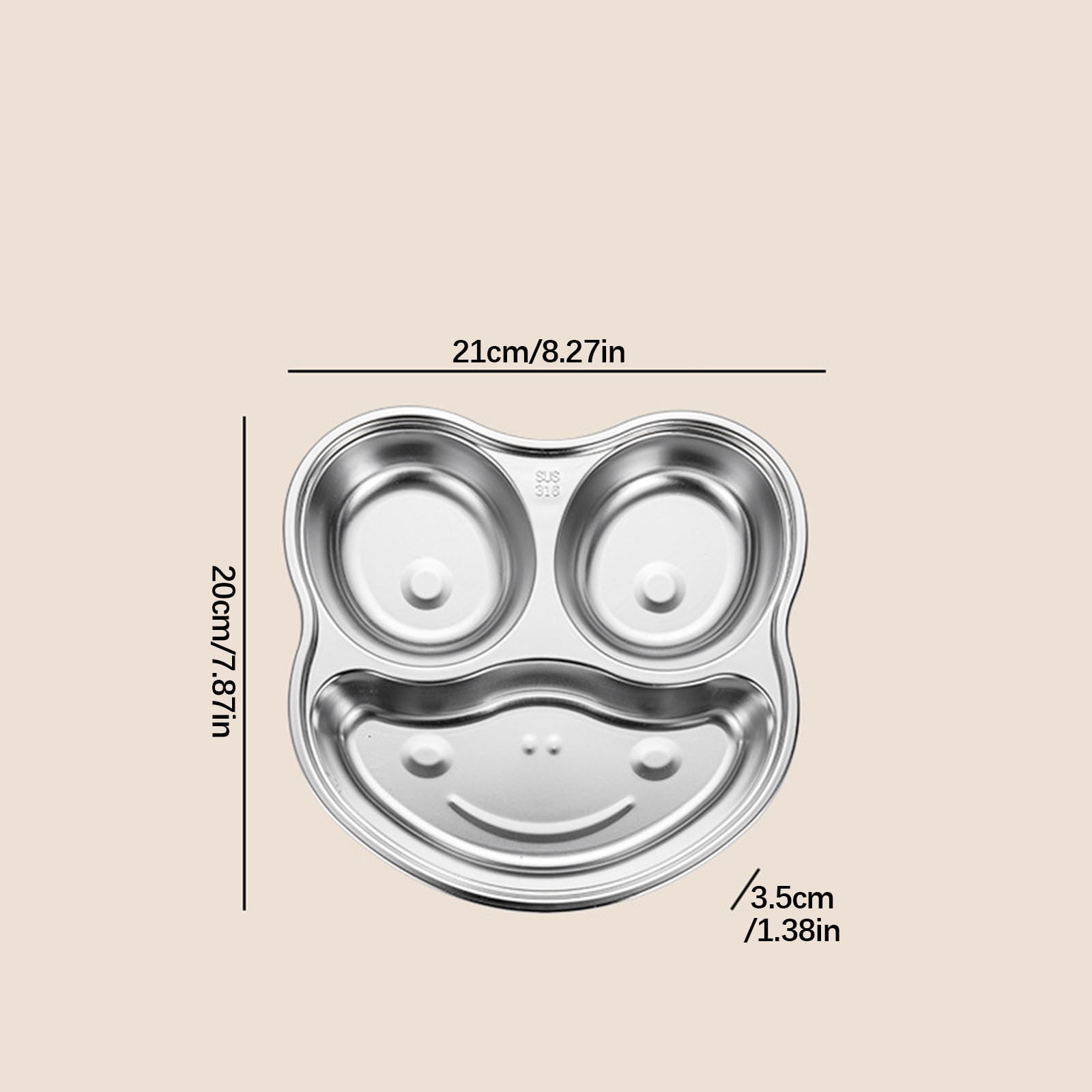 Stainless Steel Children Dinner Plate Divided Meal Tray Sections Dinner ...