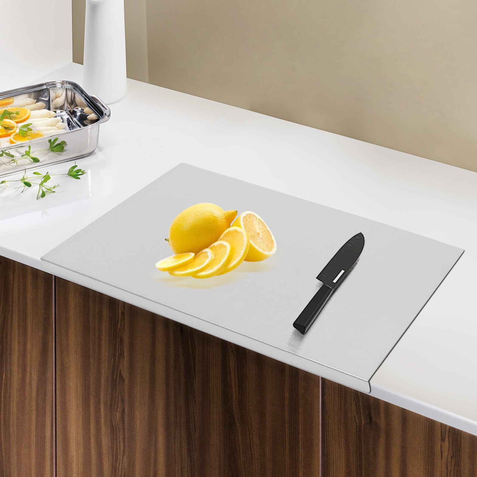 Stainless Steel Chopping Cutting Board Counter Top Protector w/ Front ...