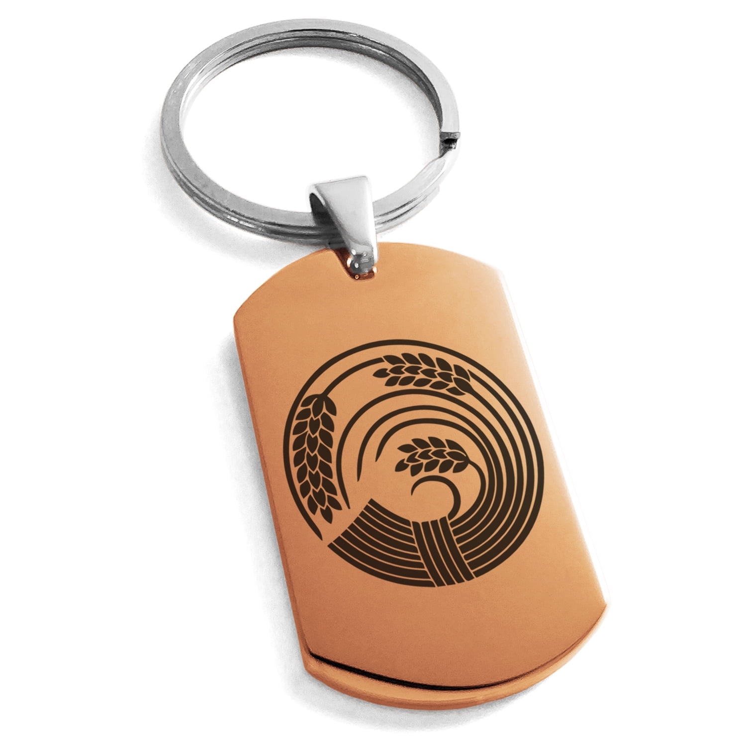 Tioneer Stainless Steel Circle of Rice Plant Kamon Crest Engraved Dog ...