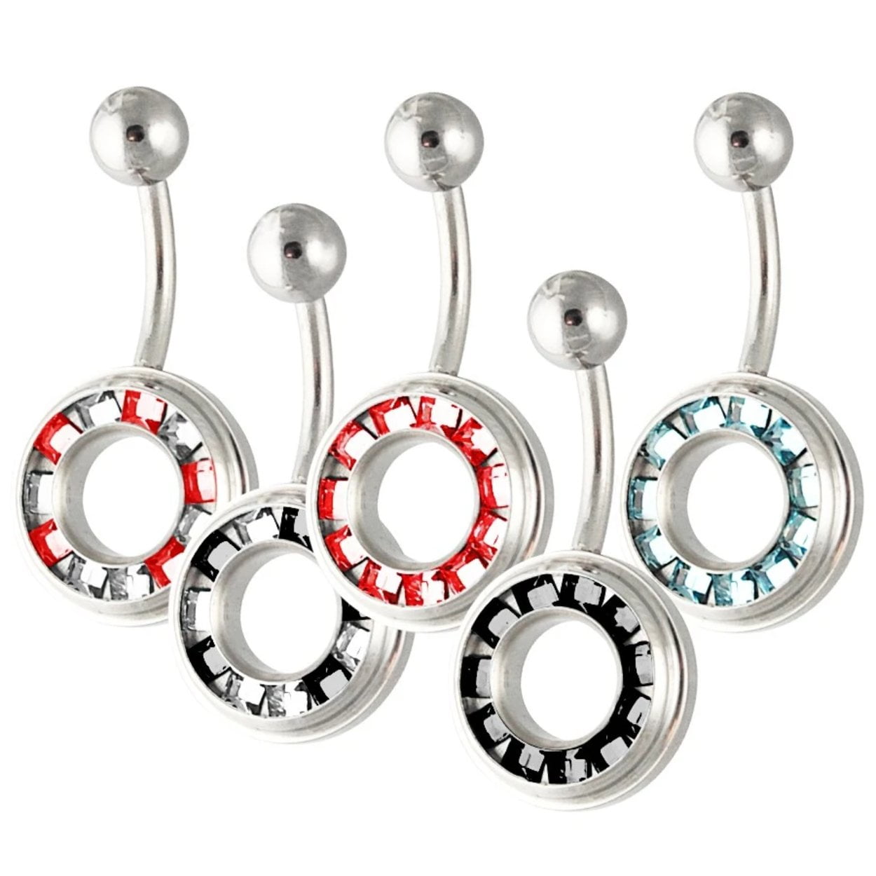 Stainless Steel Circular Navel Ring with Channel Set Stones - Walmart.com